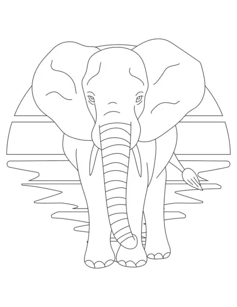 Elephant Coloring Page Wild Animal Coloring Page Kids Who Love — Stock ...