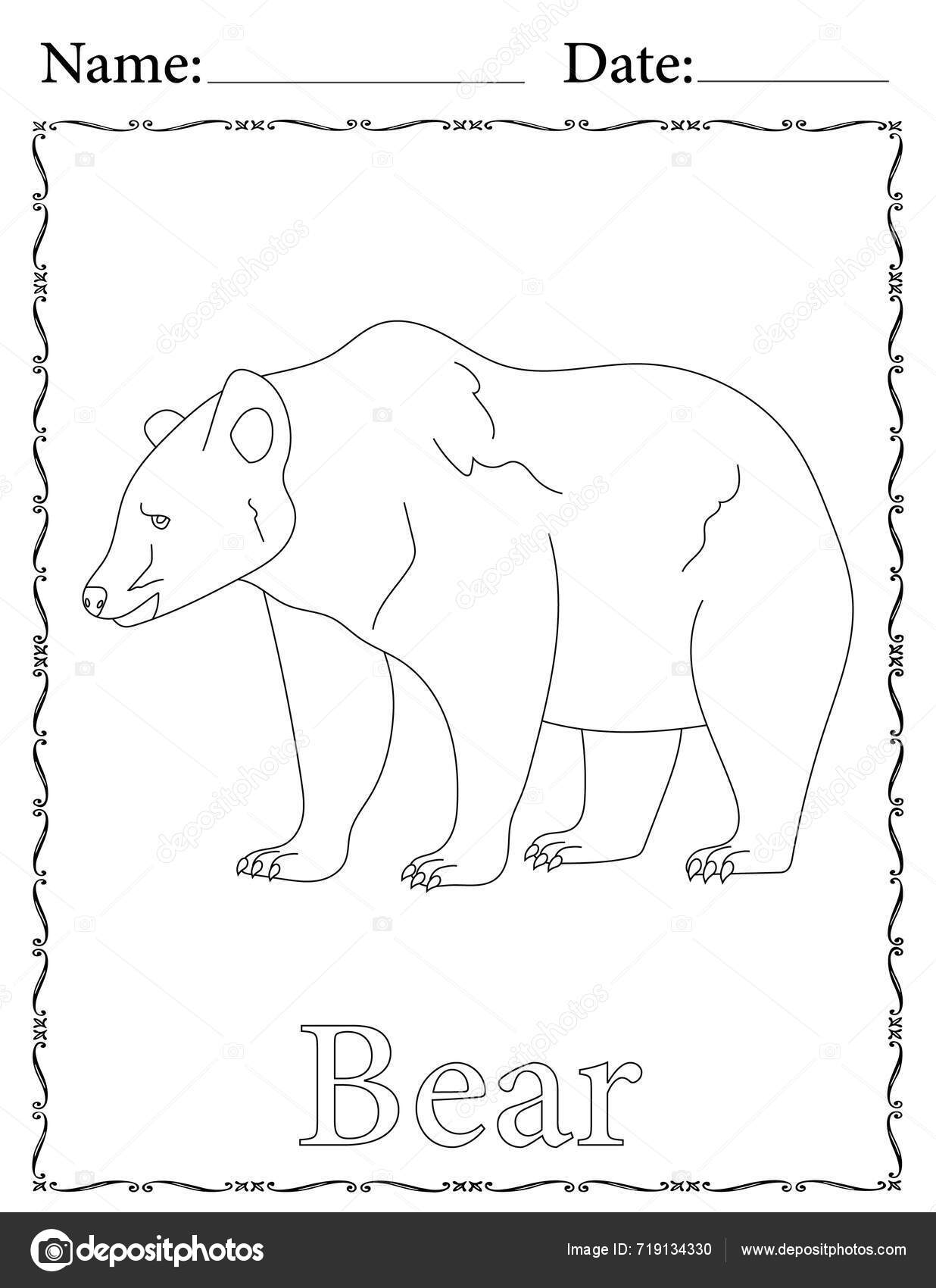 Bear Printable Coloring Worksheet Kids Educational Resources School ...