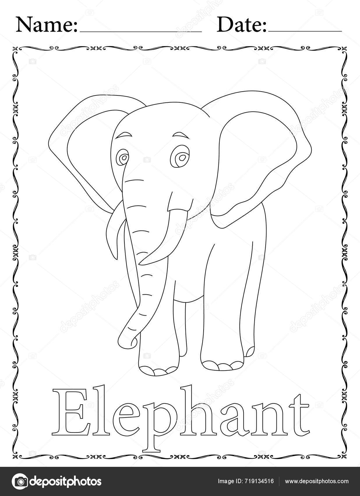Elephant Printable Coloring Worksheet Para Crianças Recursos Educativos ...