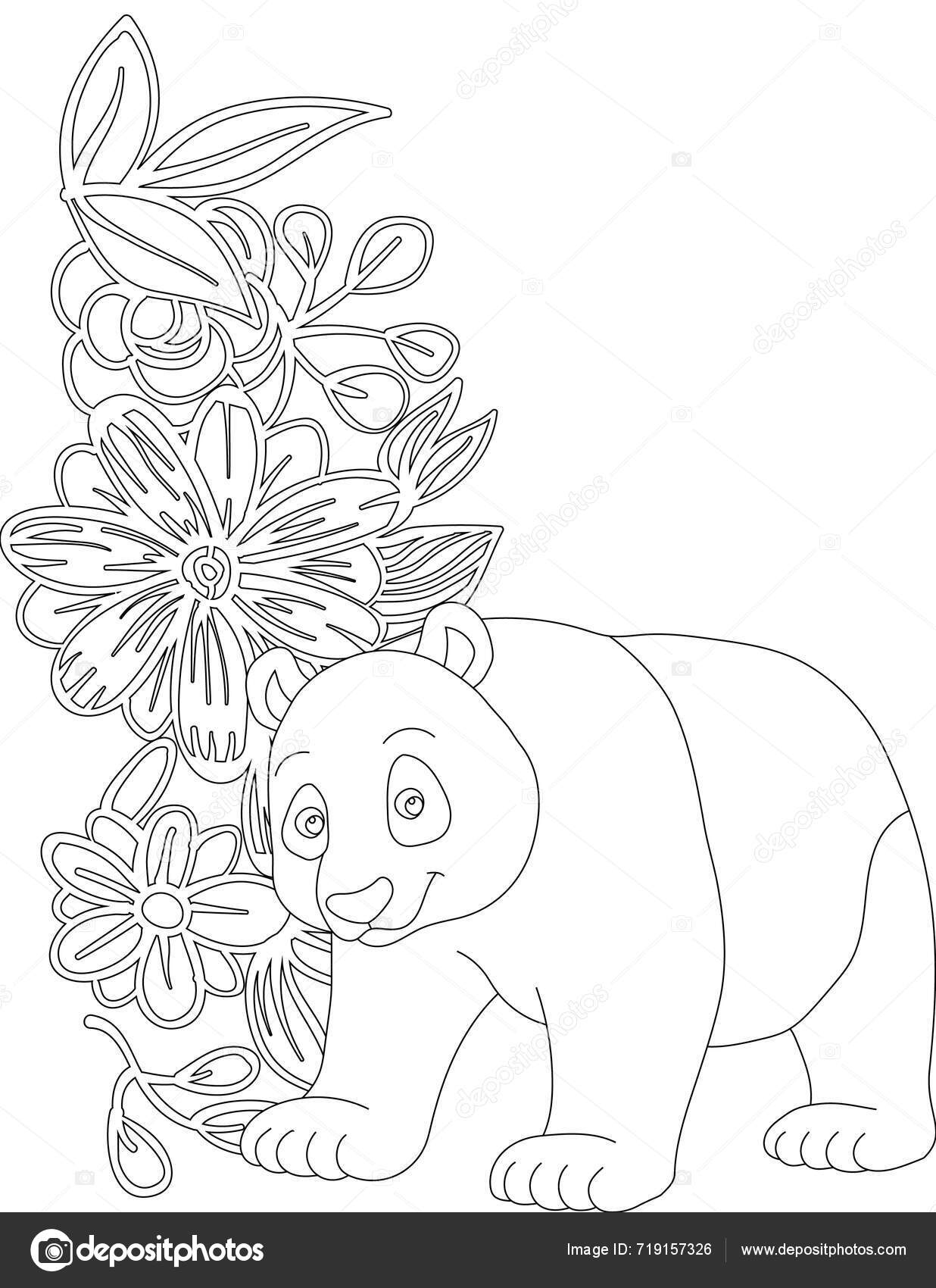 Panda Floral Vine Coloring Page Printable Coloring Worksheet Kids ...