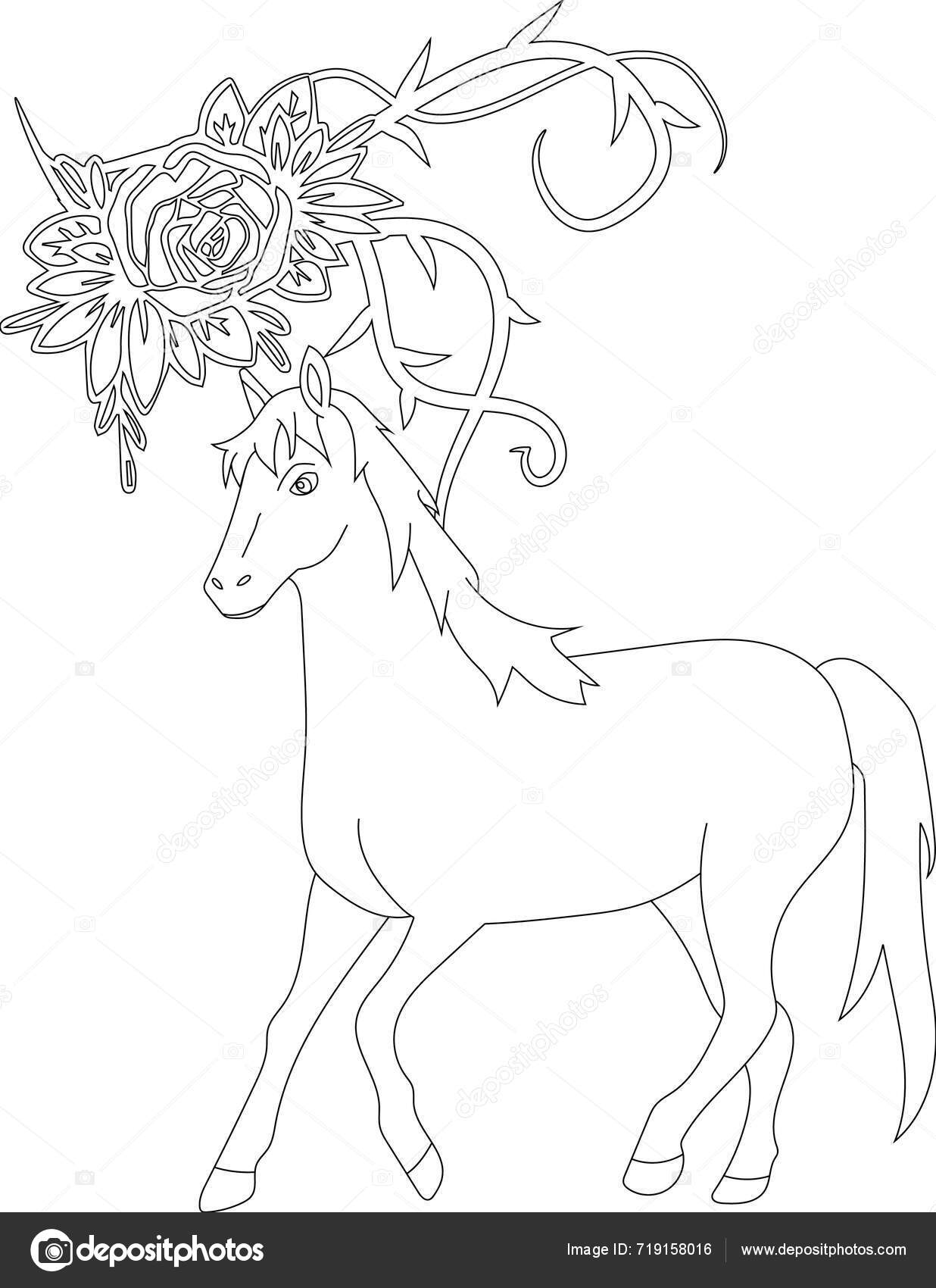 Horse Floral Vine Coloring Page Printable Coloring Worksheet Kids ...