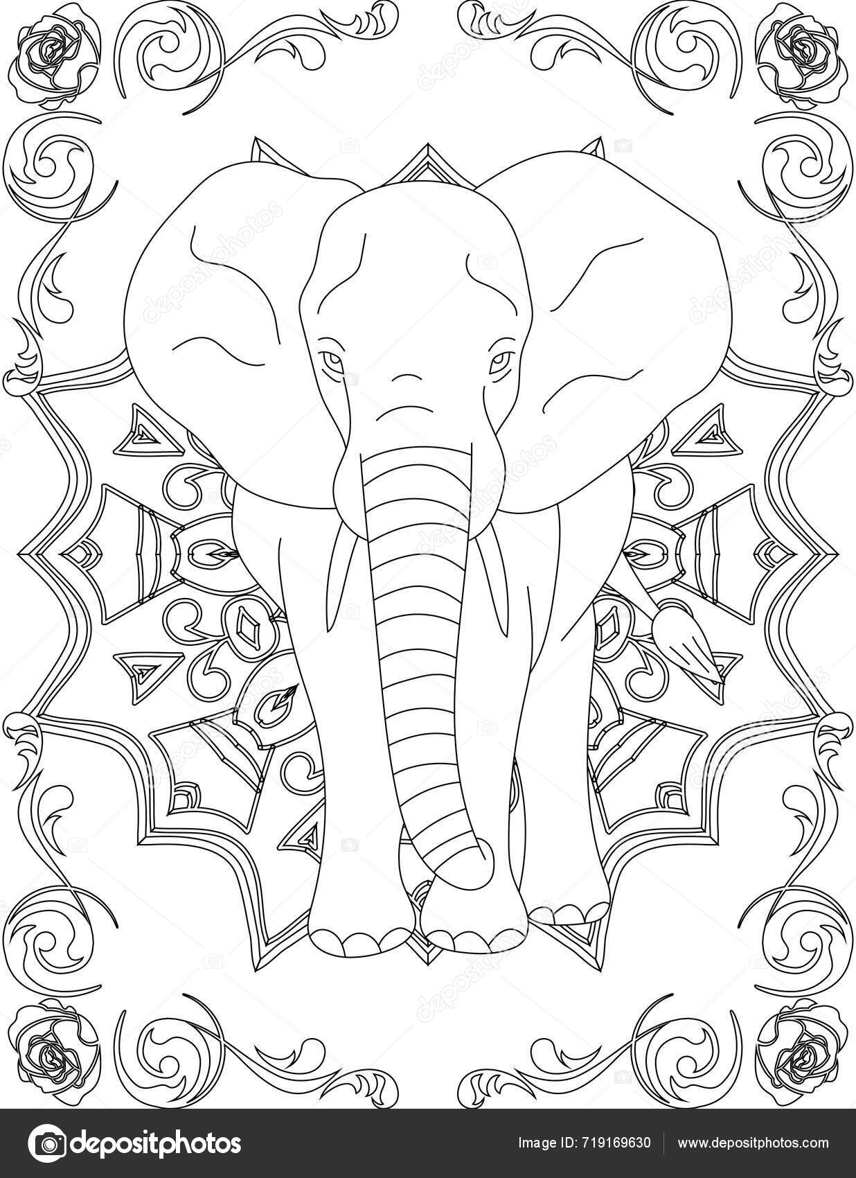 Elephant Mandala Coloring Page Printable Coloring Worksheet Kids Adults ...
