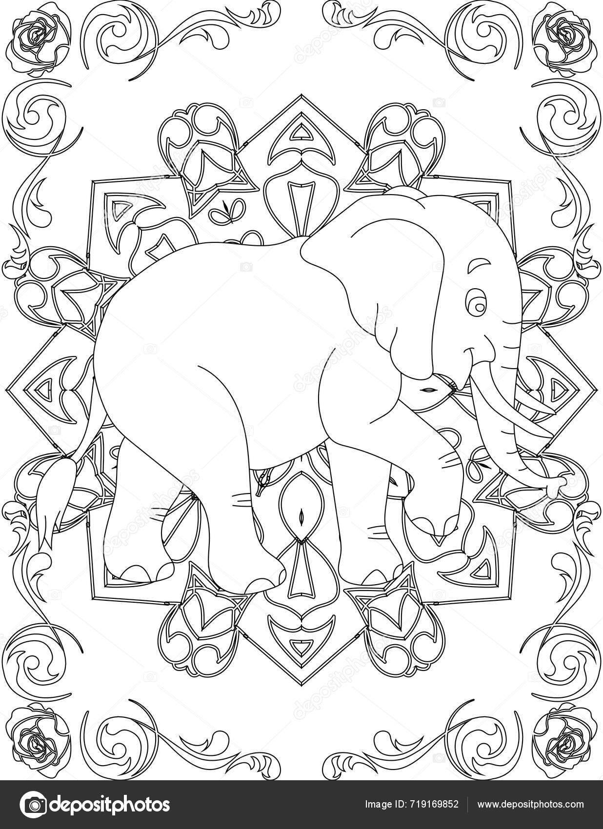 Elephant Mandala Coloring Page Printable Coloring Worksheet Kids Adults ...