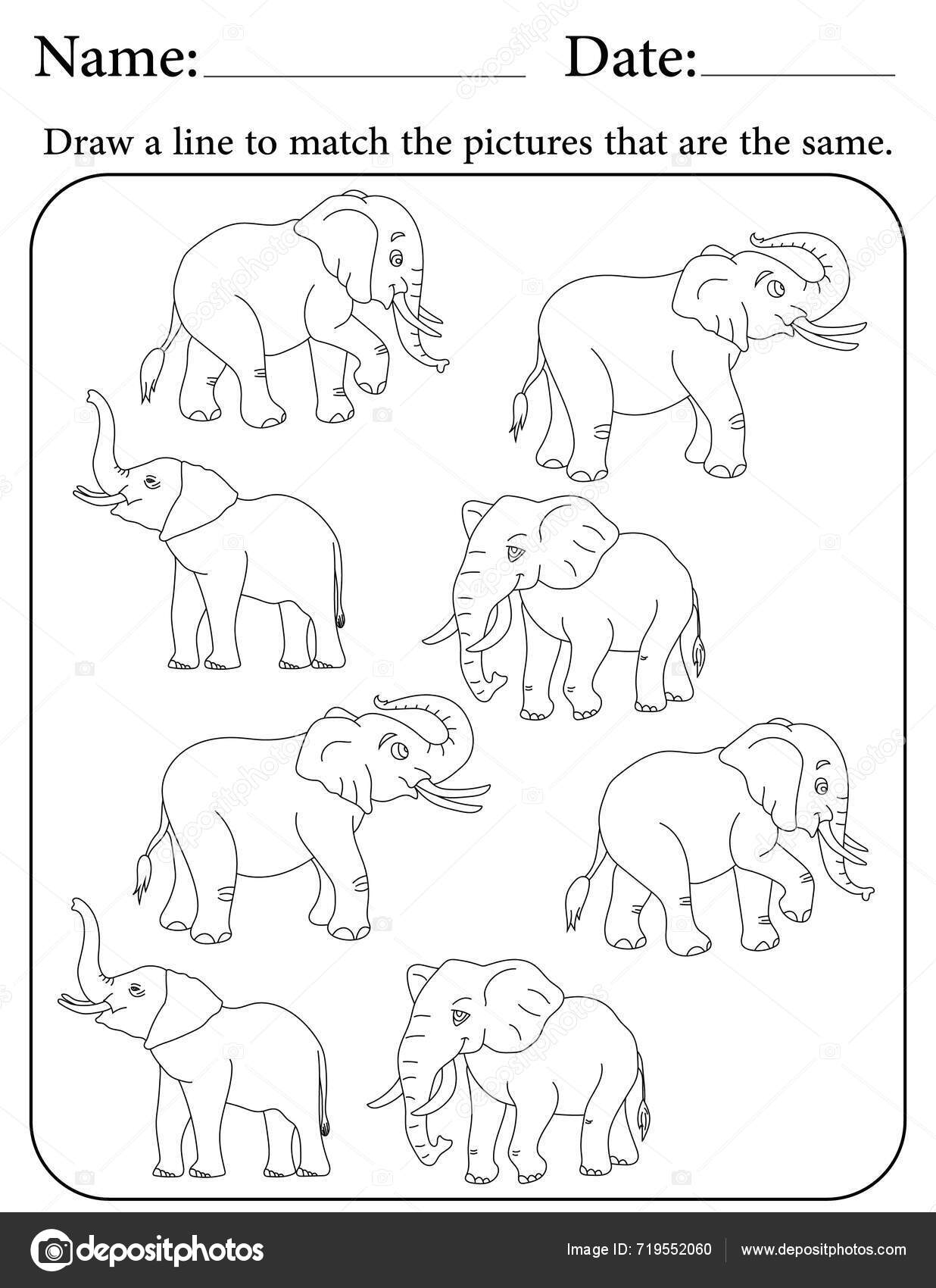 Elephant Puzzle Printable Activity Worksheet Kids Educational Resources ...