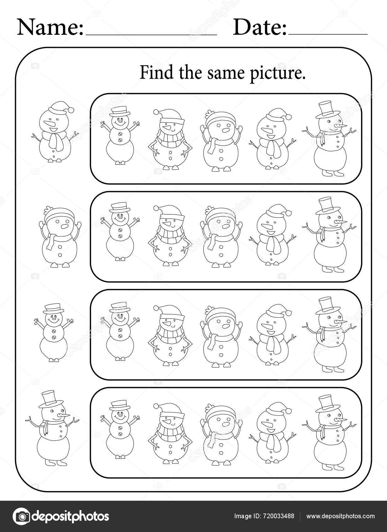 Snowman Puzzle Printable Kids Activity Worksheet Educational Resources ...