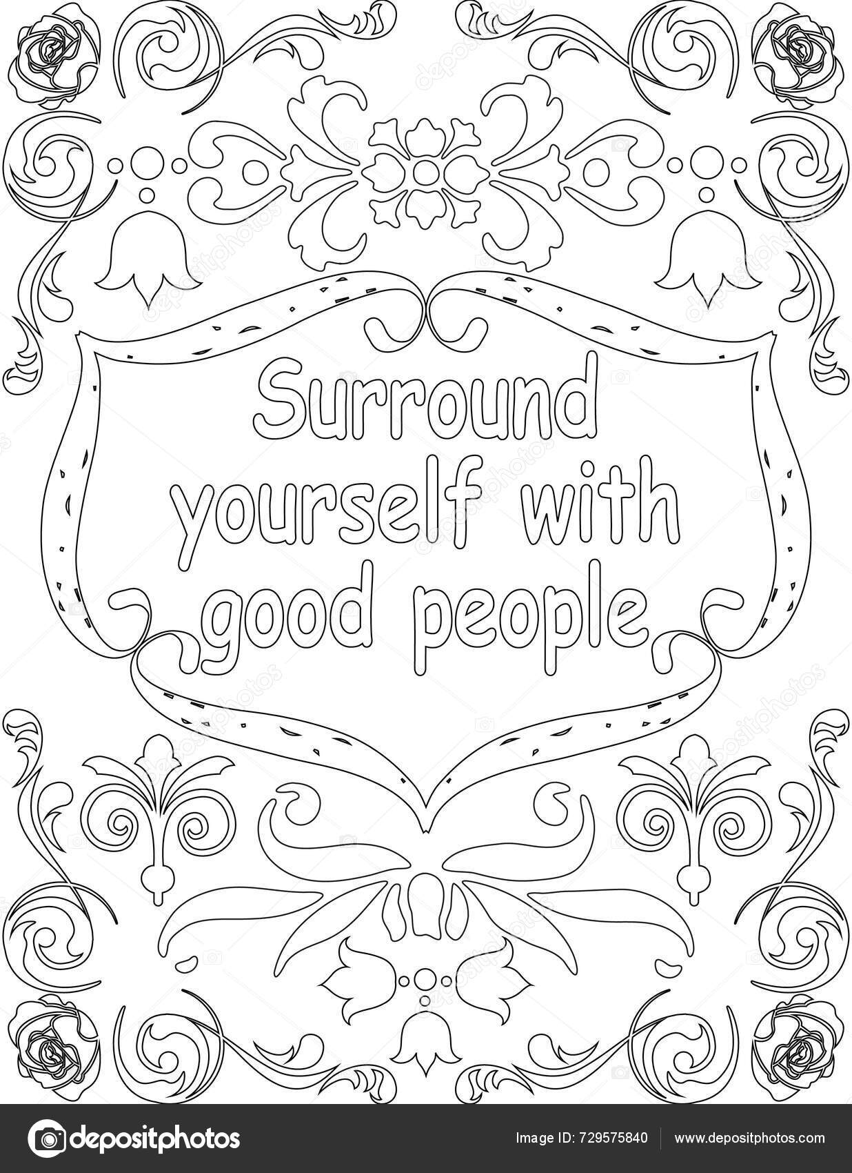 Printable Floral Coloring Page Kids Adults Inspirational Saying Self ...