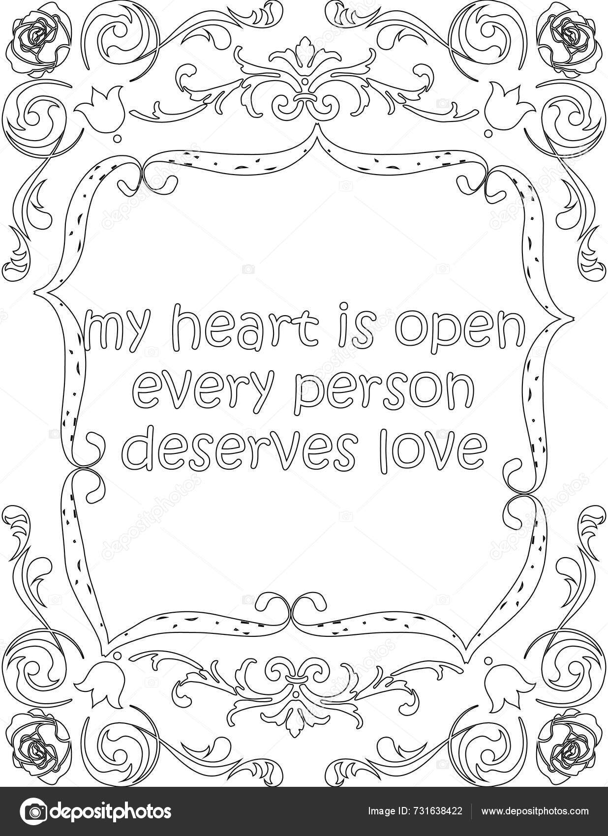 Printable Floral Coloring Page Kids Adults Motivational Quote Self Love ...