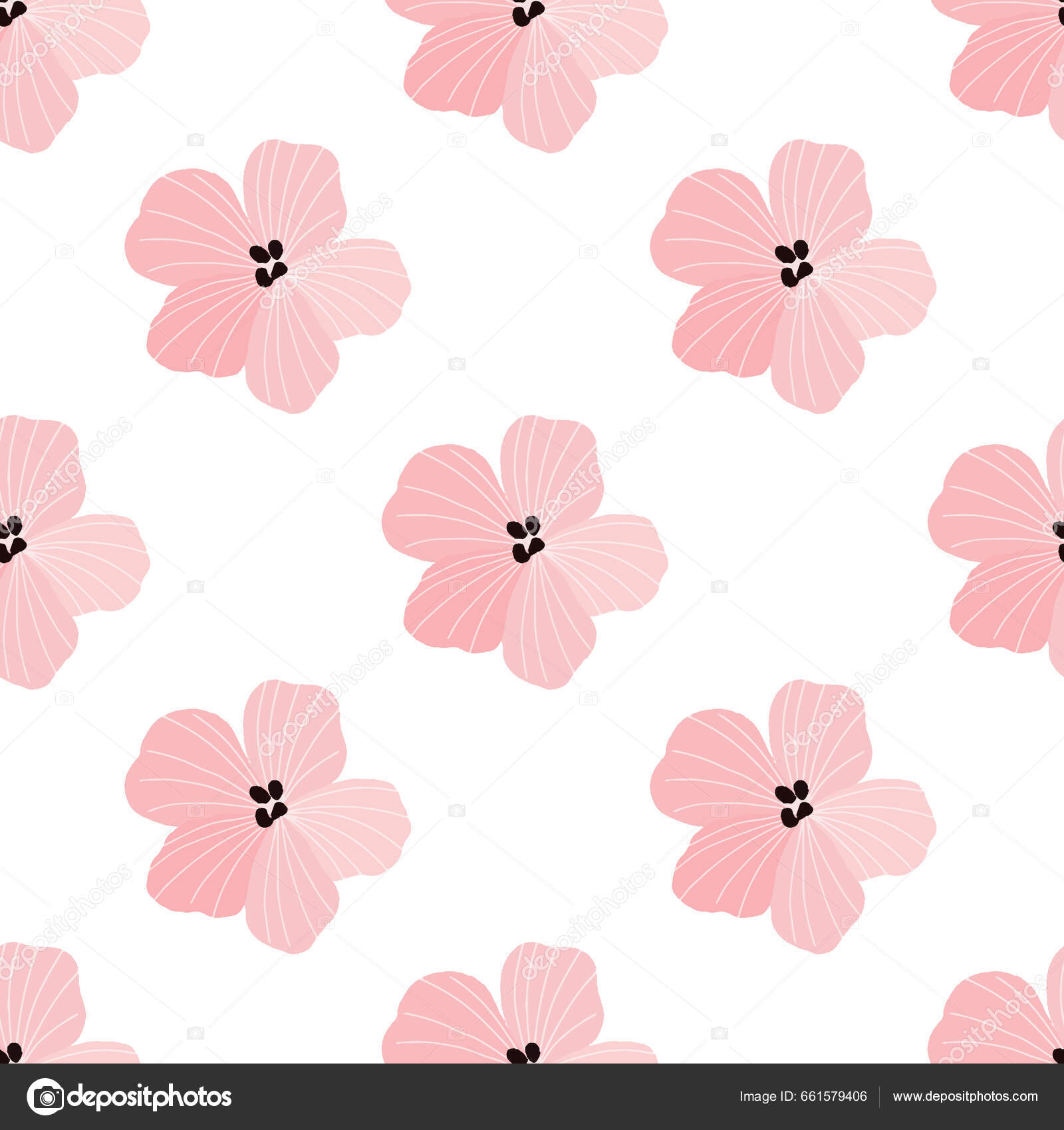 Seamless Flower Backgrounds Hand Drawn Various Shapes Flower Objects ...