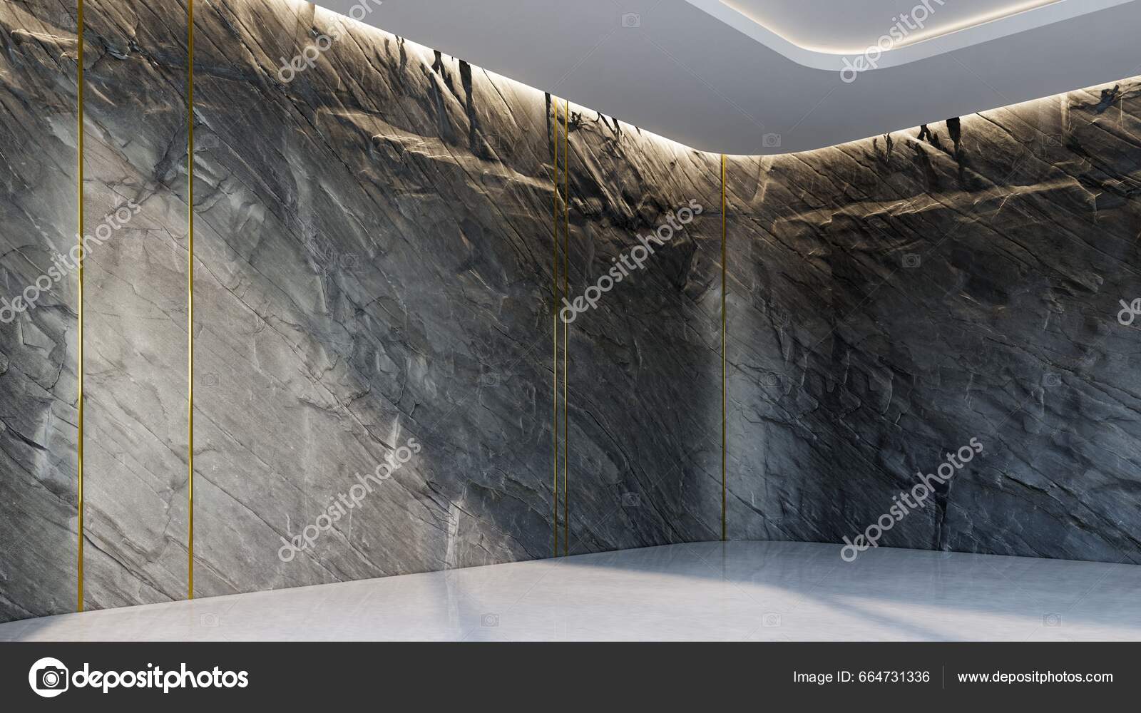 Empty Room Modern Minimalist Architecture Stone Background Curved Room ...