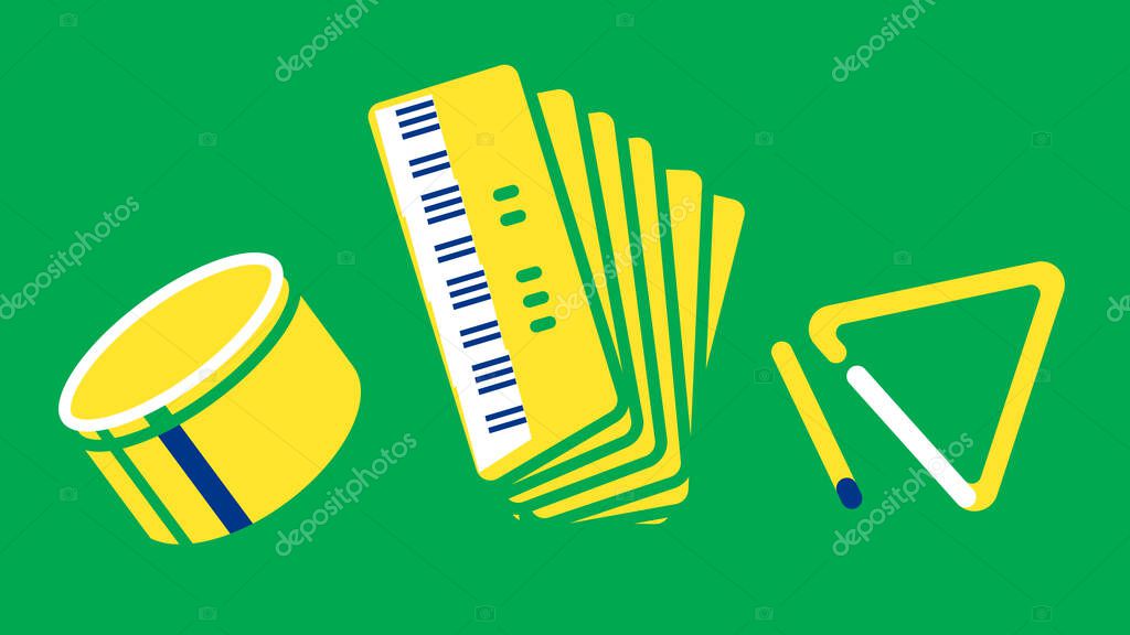 Ilustración de los tres instrumentos forr tradicionales, combinación de ...