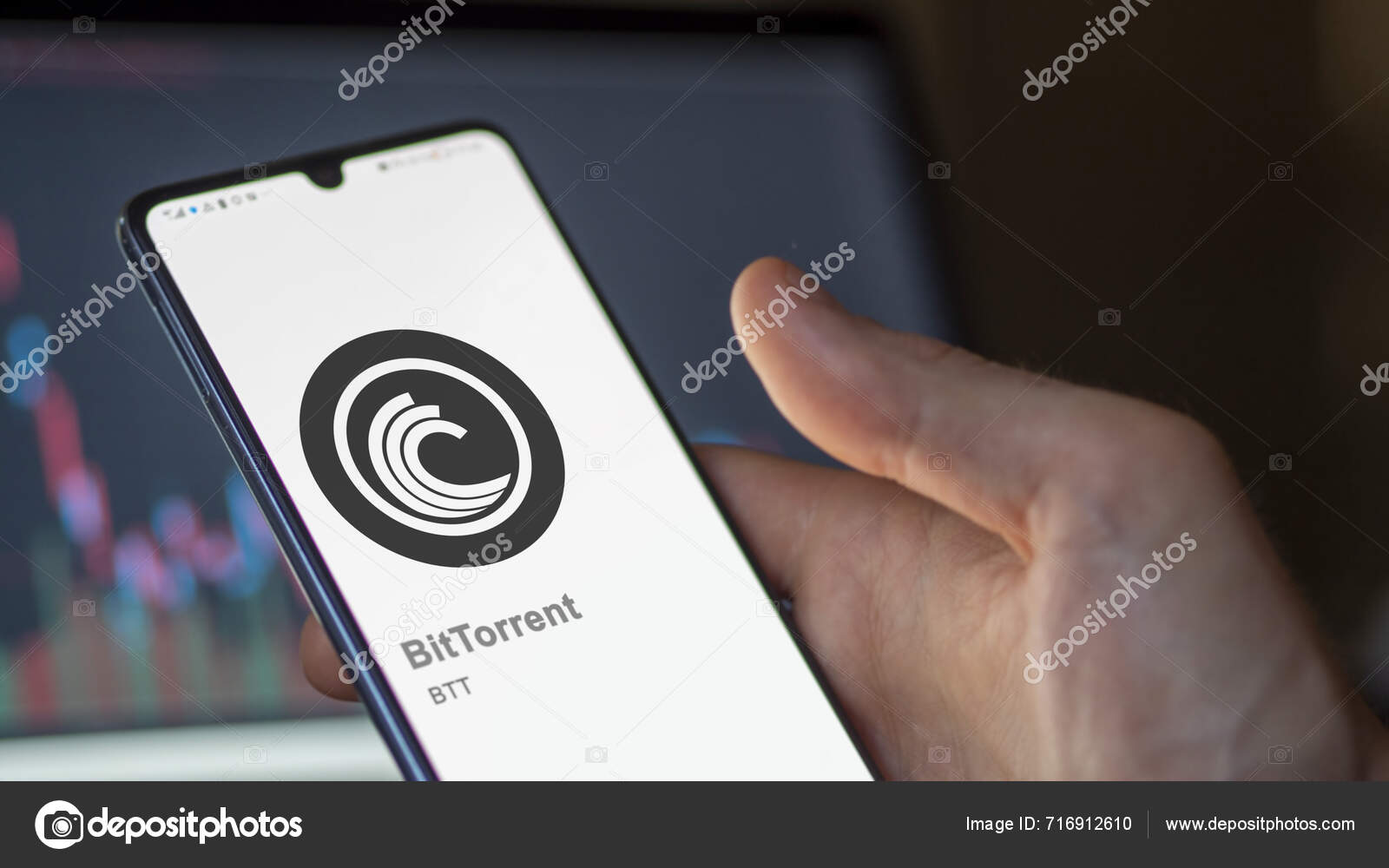 Primer Plano Logotipo Btt Bittorrent Pantalla Intercambio Btt Acciones ...