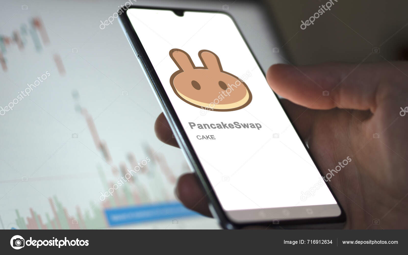 Primer Plano Logo Cake Pancakeswap Pantalla Intercambio Pastel ...