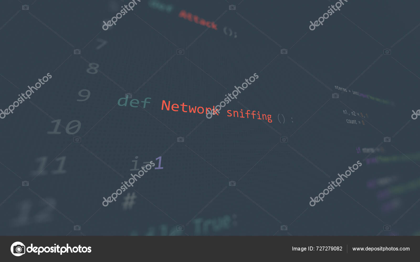 Cyber Attack Network Sniffing Text Foreground Screen Hands Anonymous ...