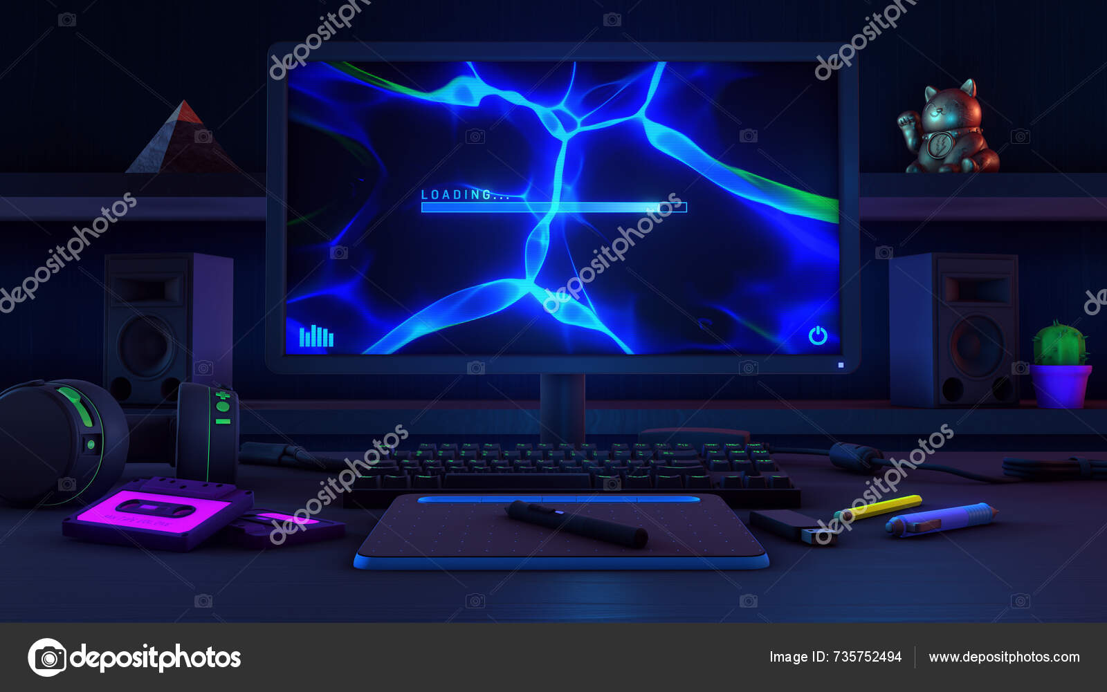 Darkly Lit Interior Close Desktop Loading Screen Desktop Accessories ...