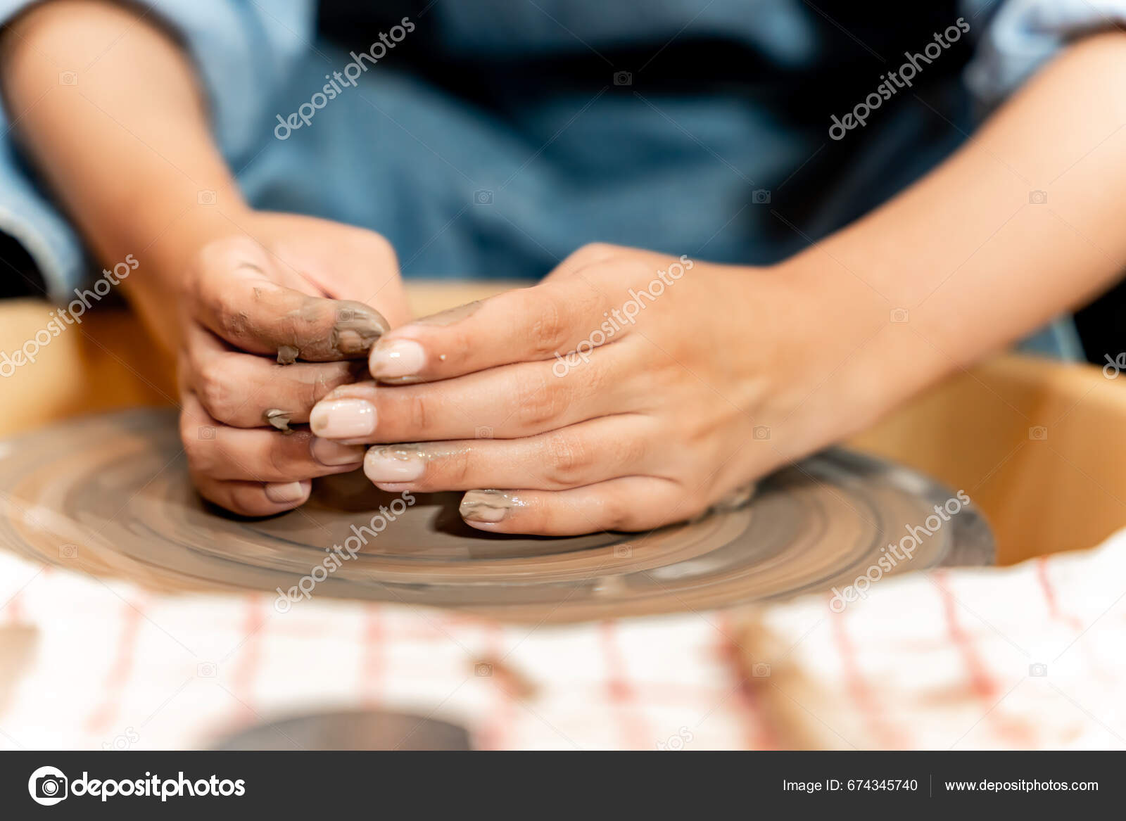 Earthenware Art Sculpting Clay Ceramics Being Molded Hand Spinning ...