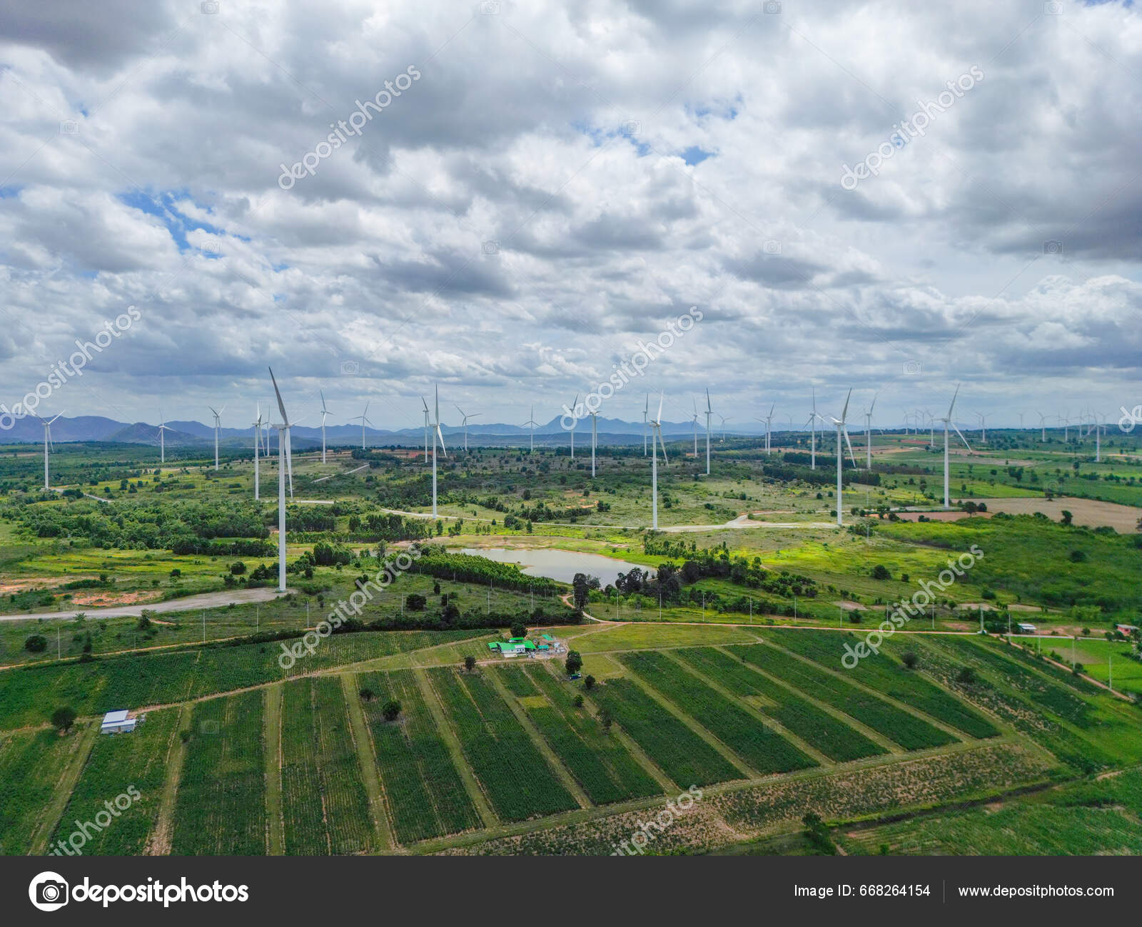 Aerial Wind Wind Turbine Generators Produces Extricate Energy Windmill ...