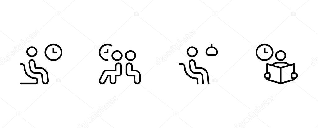 Sala de espera Signo sentado vector icono de la colecci n del aeropuerto. L nea delgada sala de ...