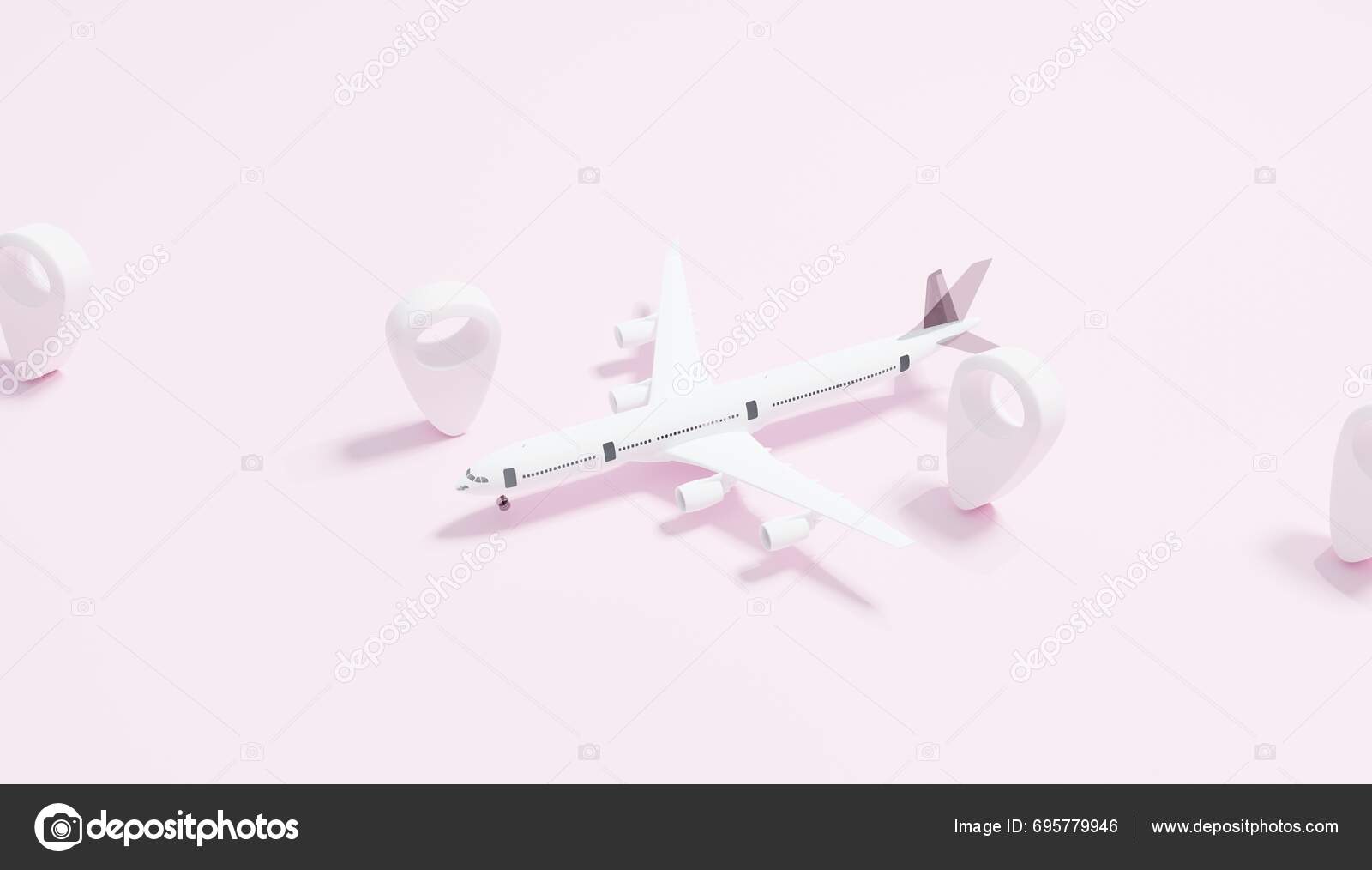 Airplane Travel Message Send Symbol Beautiful Pink Background Stock ...
