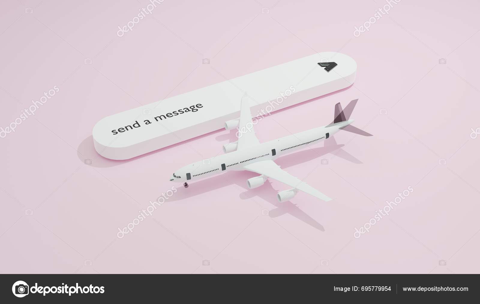 Airplane Travel Message Send Symbol Beautiful Pink Background — Stock ...