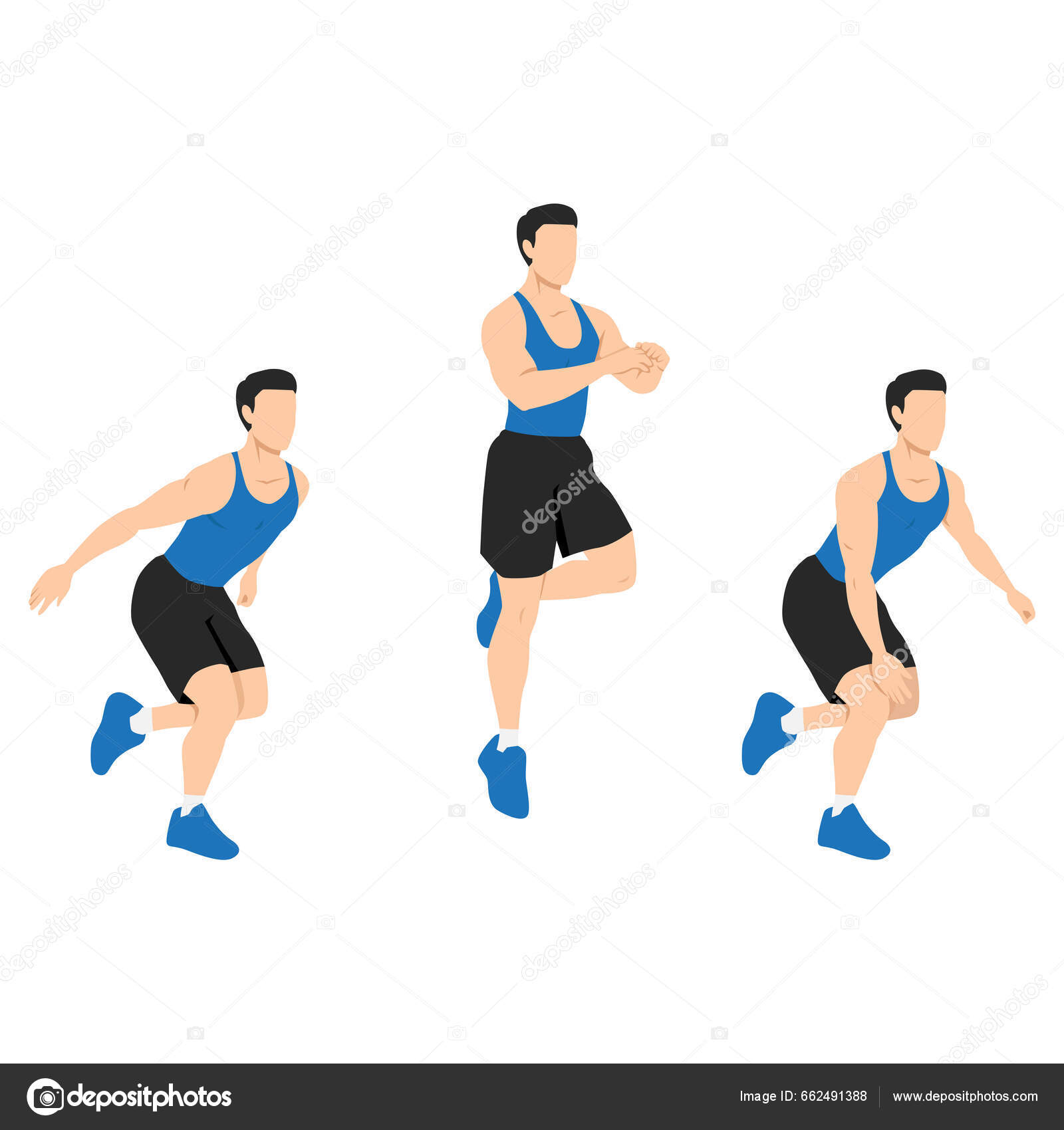 Hombre Haciendo Saltos Una Pierna Una Sola Saltos Ejercicio Ilustración ...