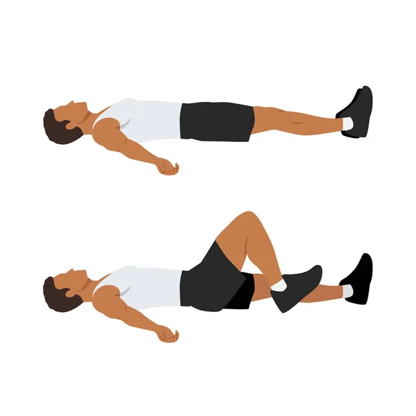 Man Doing Modified Crunches Abdominals Exercise Flat Vector ...