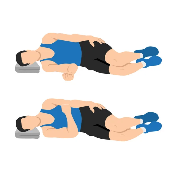 Man Doing Modified Crunches Abdominals Exercise Flat Vector ...