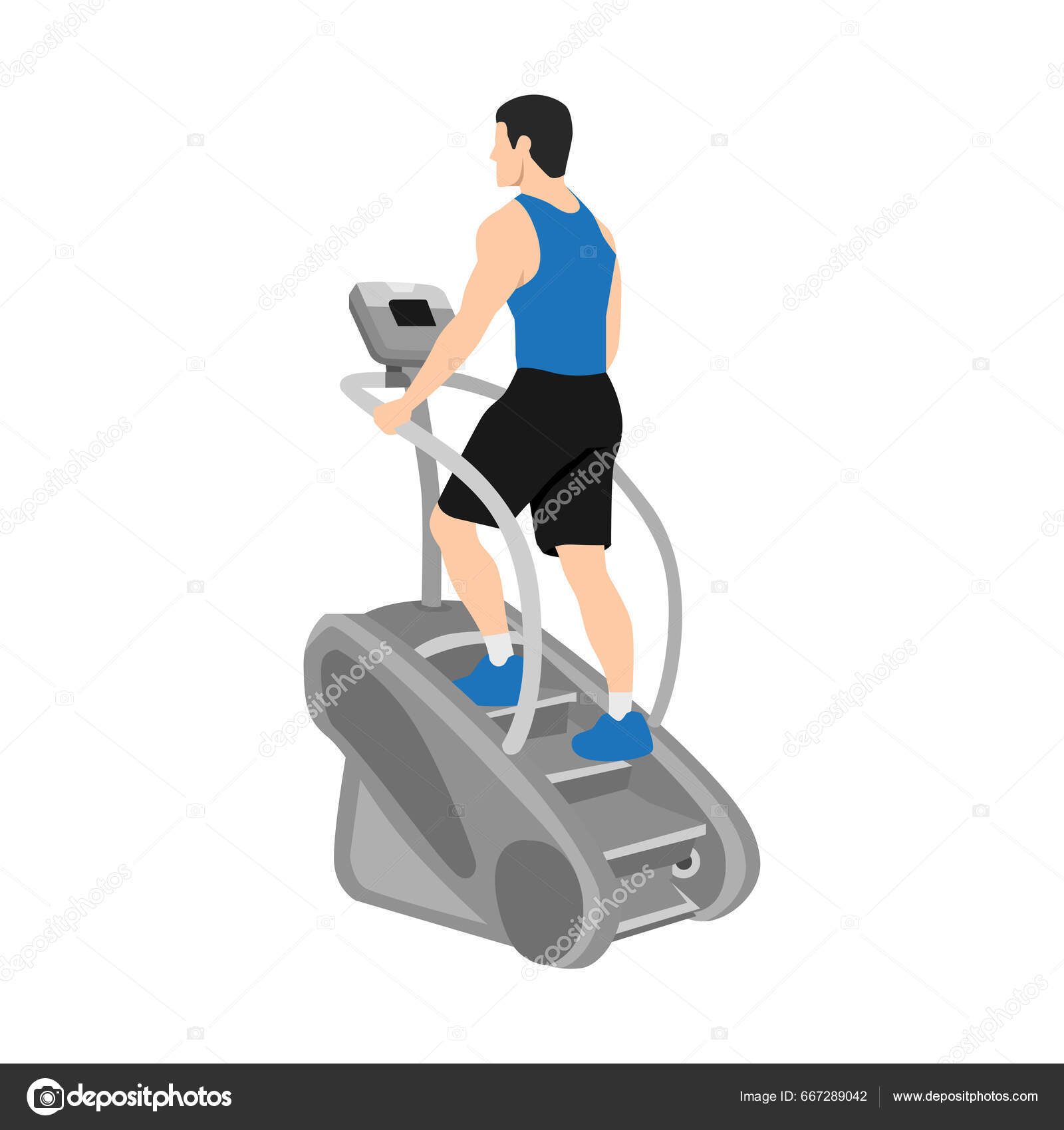 Hombre Personaje Haciendo Cardio Ejercicio Maestro Escaleras ...