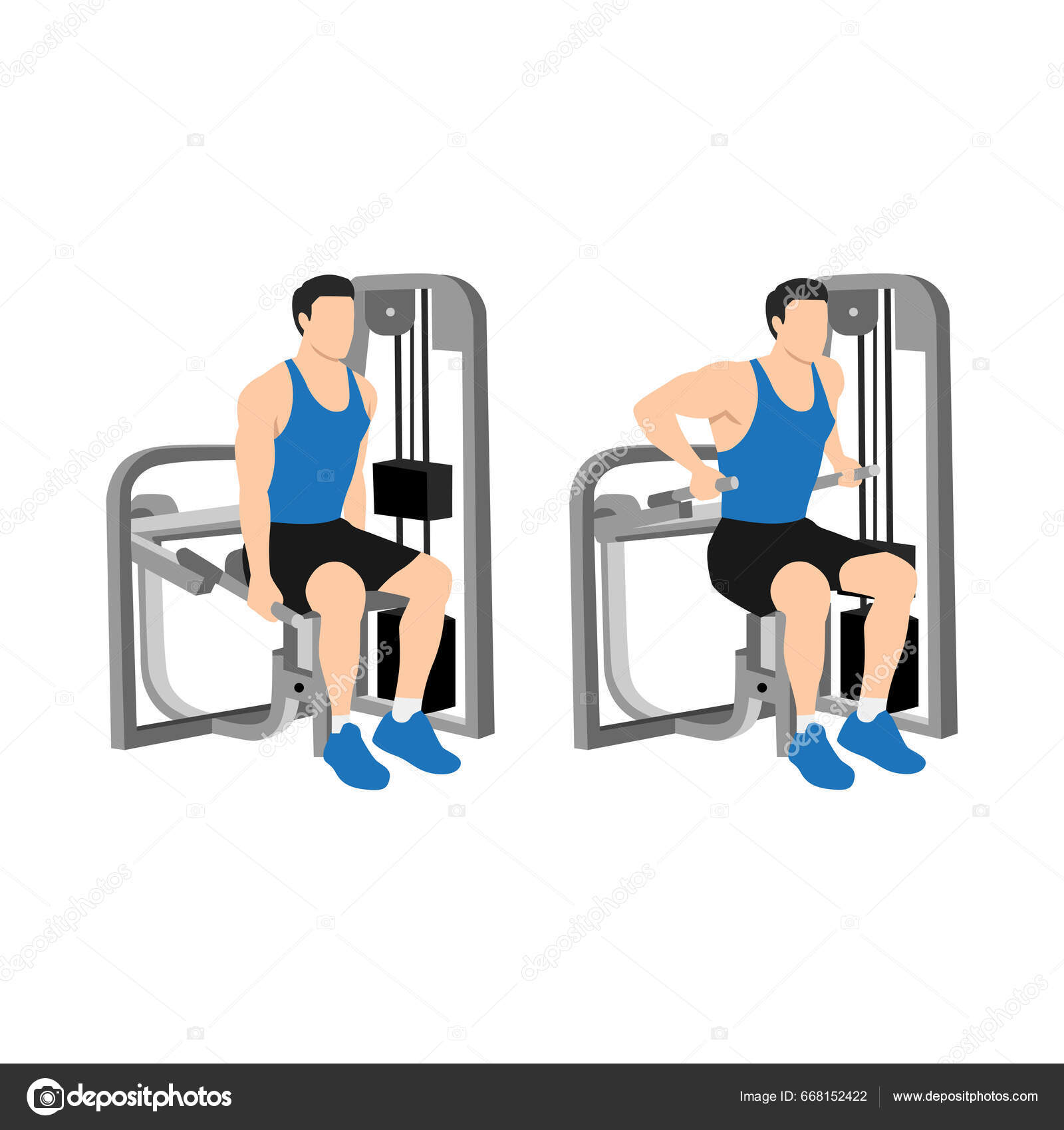 Hombre Haciendo Ejercicio Inmersiones Tríceps Sentado Máquina Asistida ...