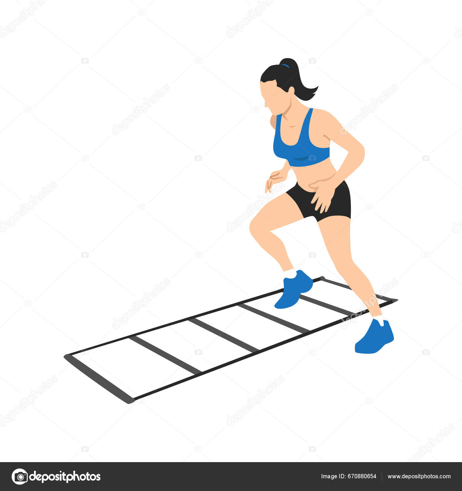 Femme Faisant Des Exercices D'entraînement Sur L'échelle D'agilité ...