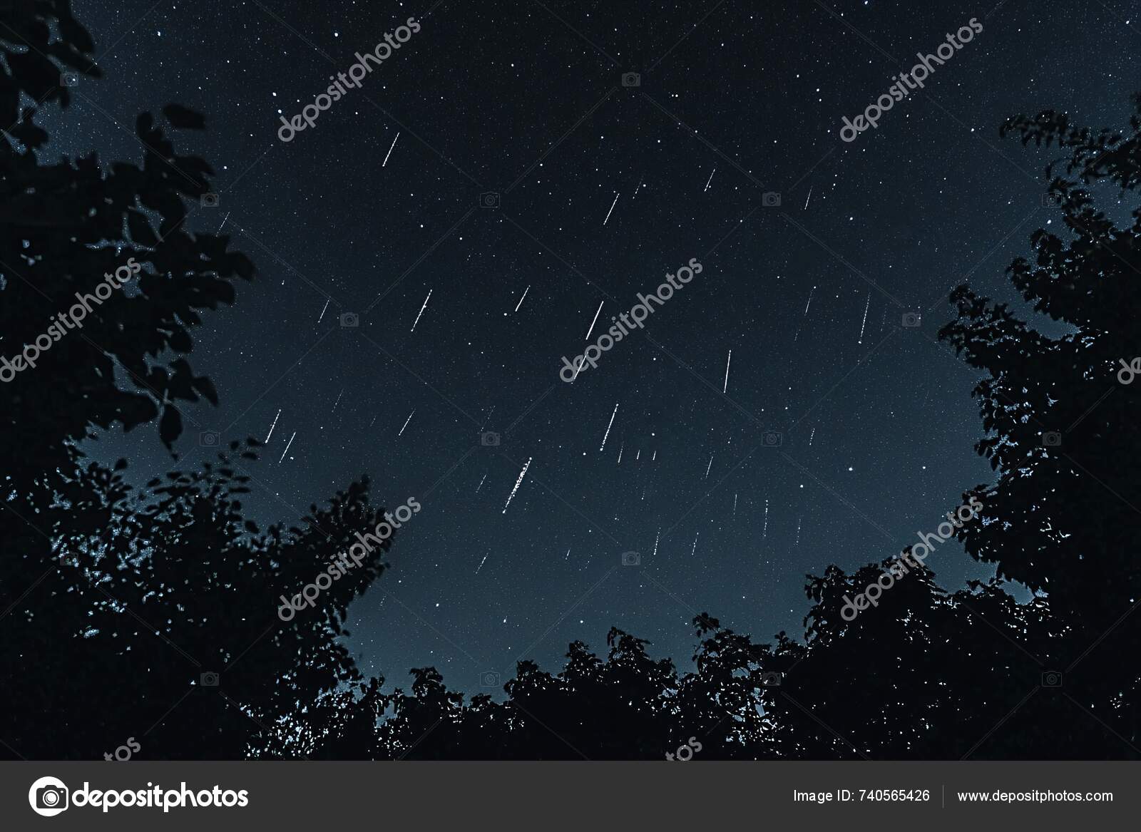 Beautiful Clear Night Sky Full Stars Many Shooting Stars Falling ...