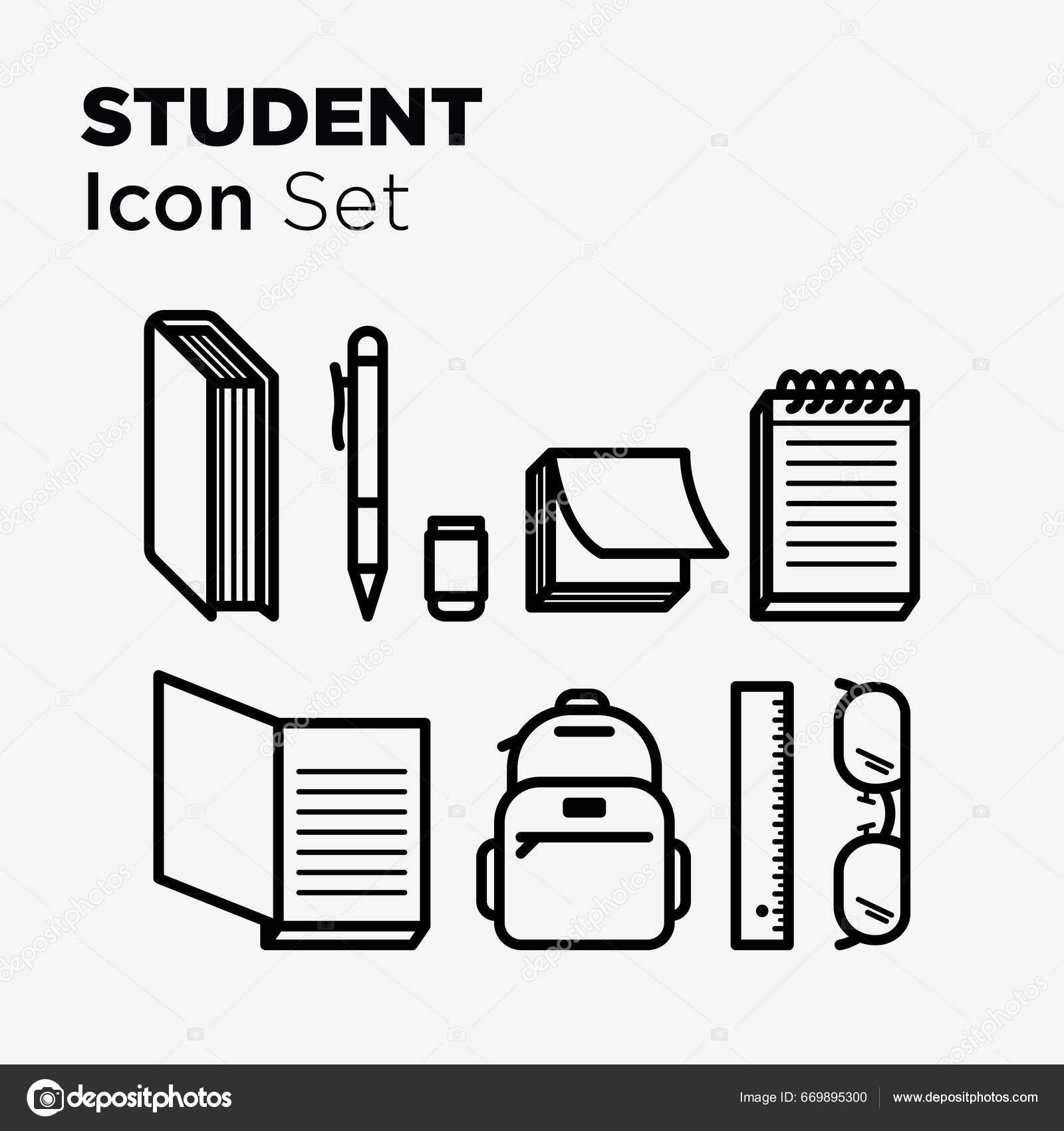 Vector Conjunto Útiles Escolares Iconos Vector de stock por ©RUNPEAK ...