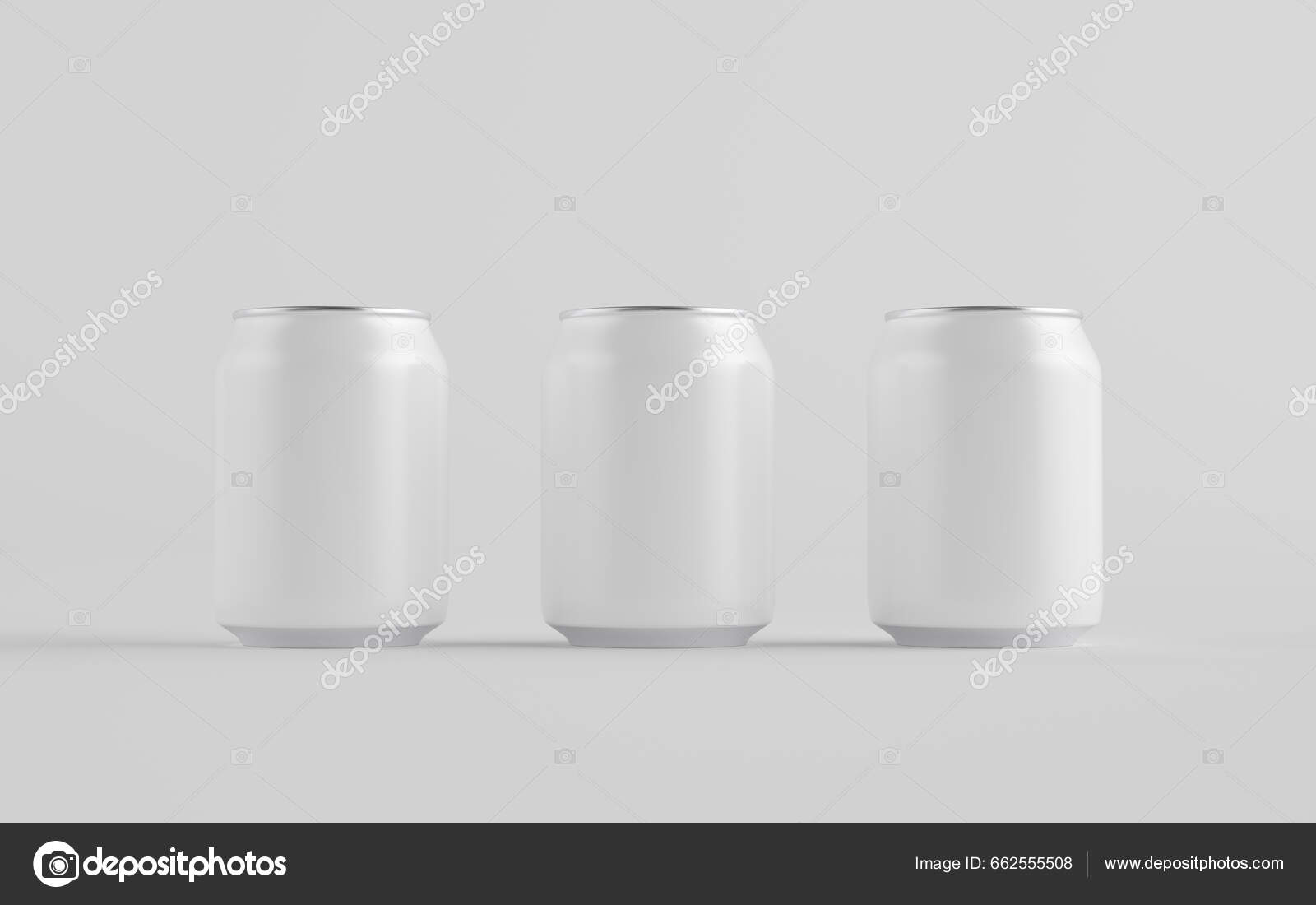 250Ml Stubby Aluminium Beverage Can Mockup Three Cans Blank Label ...