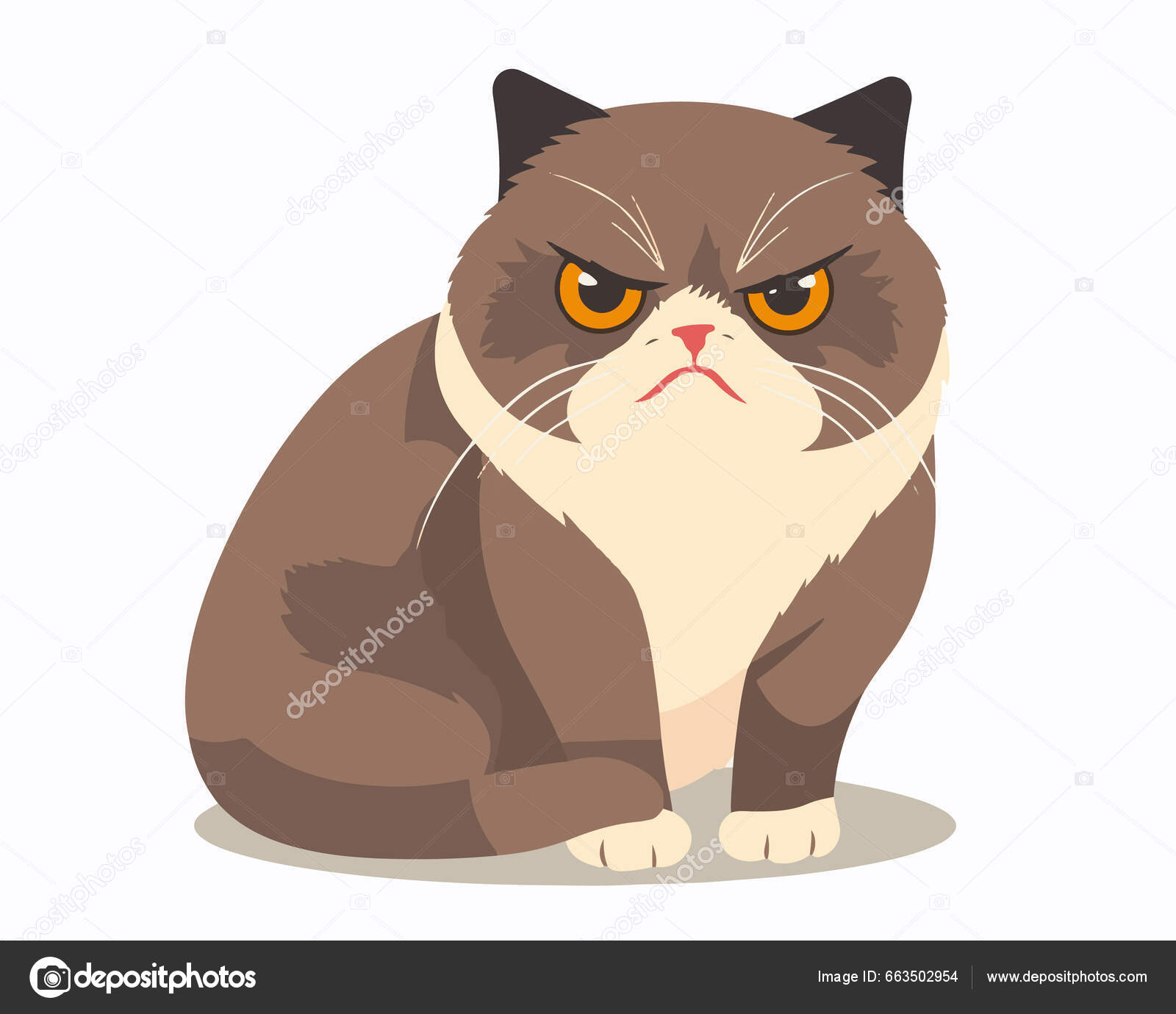 Boze Kat Cartoon Schattige Boze Kat Zitten Cartoon Vector Pictogram
