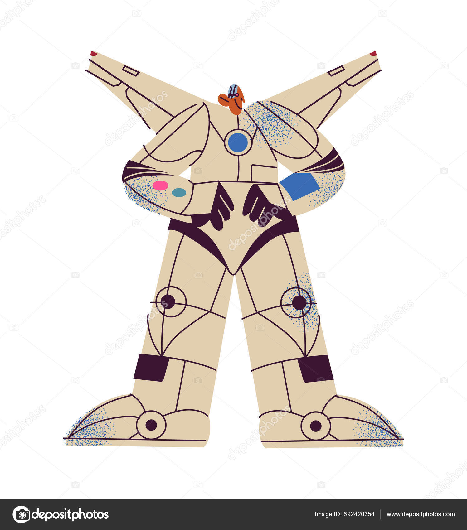 Cartoon Y2K Personagem Robô Futuro Estilo Dos Anos Heróis Trajes Vetor ...