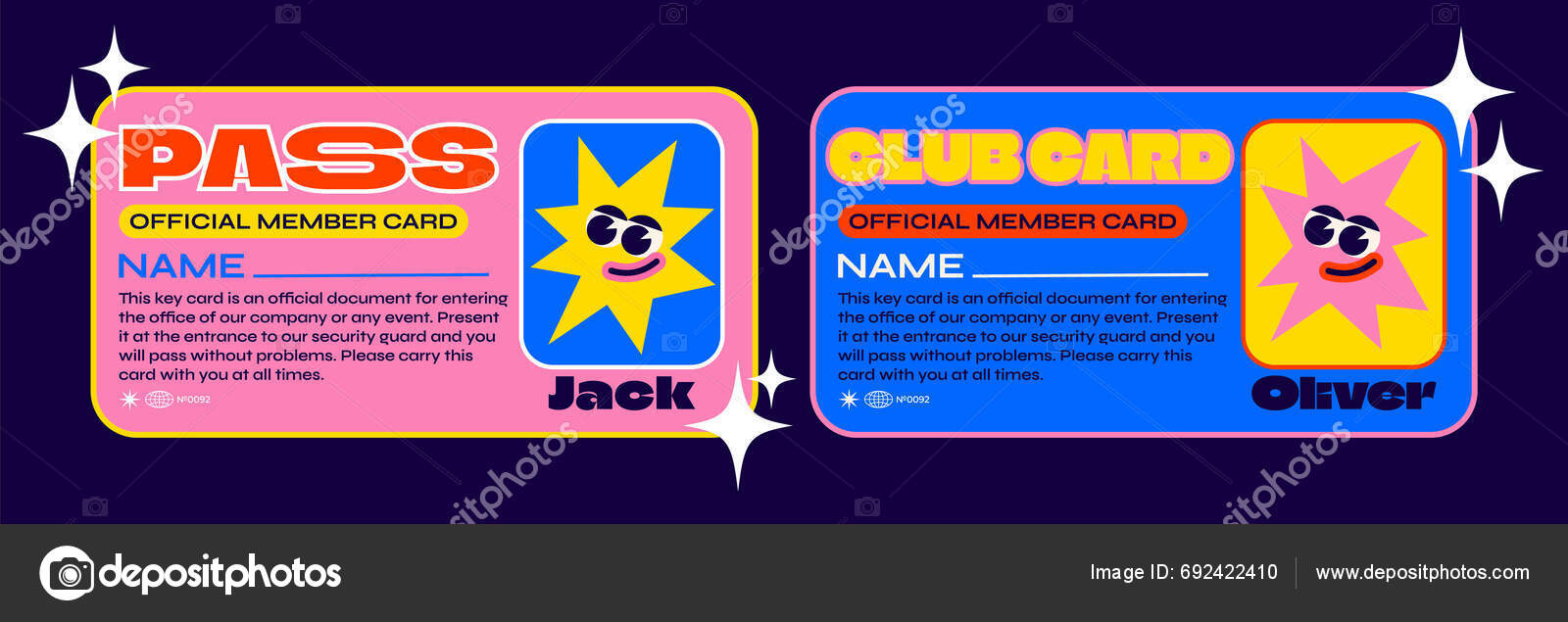 Two Cards Cartoon Characters Them Stock Vector by ©Limpreom 692422410