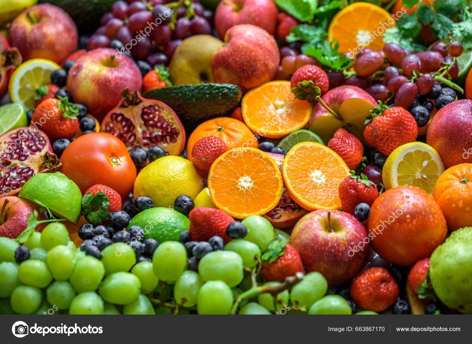 Vibrant Close Assorted Fresh Mixed Fruits Exquisite Resolution — Stock ...