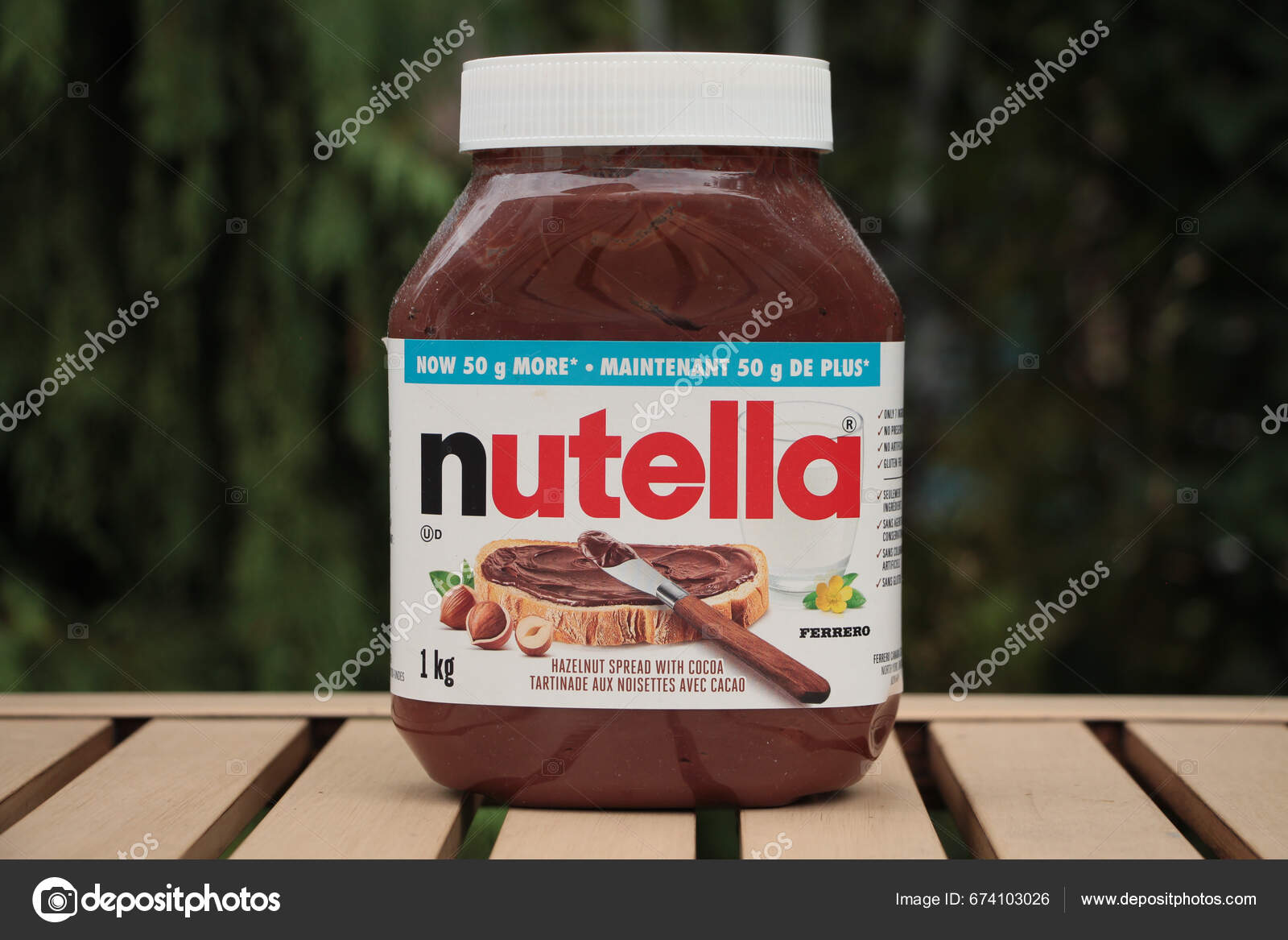 Nutella Hazelnut Spread Cocoa Container Outdoors Light Brown Table ...