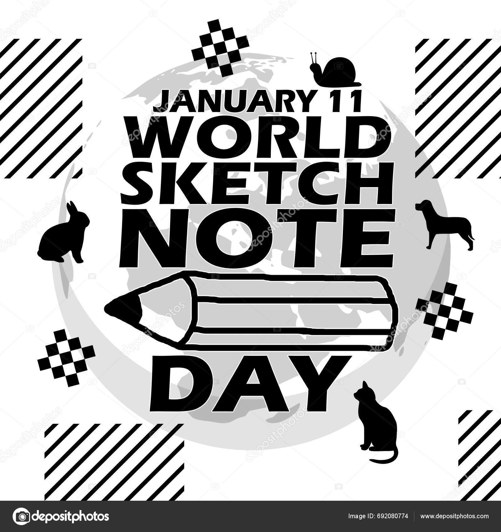 World Sketch Day Event Banner Bold Text Pencil Sketch Animal Stock ...