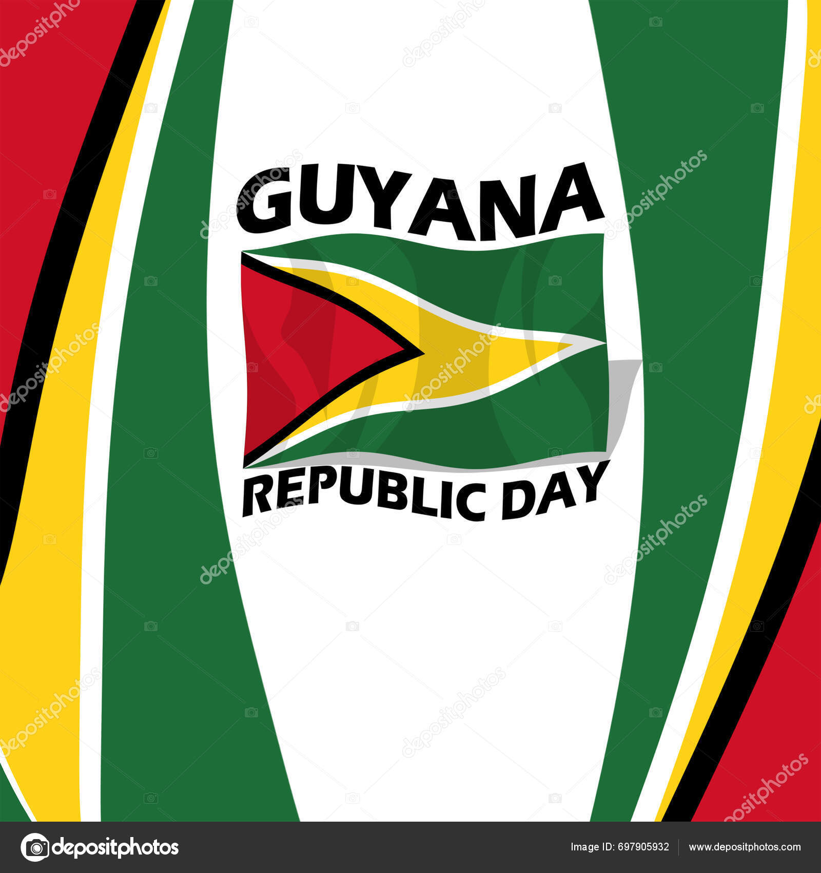 Guyana Republic Day Event Banner Guyana Flag Ribbons Bold Text Stock Vector by ©capturebyrob ...