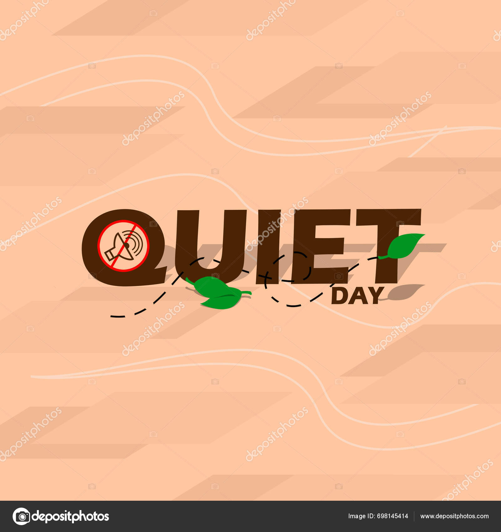 Quiet Day Event Banner Bold Text Prohibited Speaker Icon Leaves Stock ...