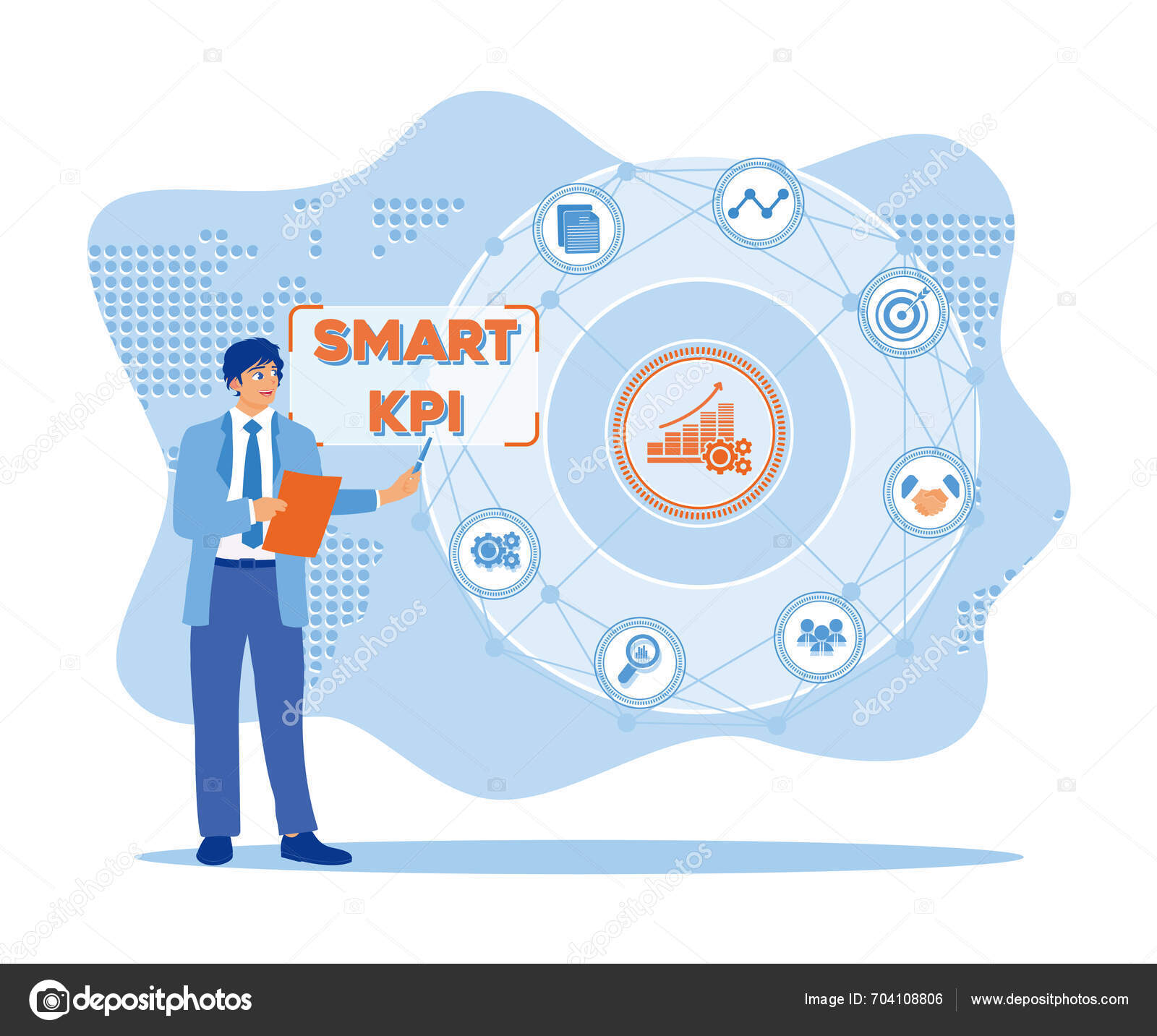 Entrepreneur Accessing Smart Kpi Business Technology Virtual Screen Kpi ...