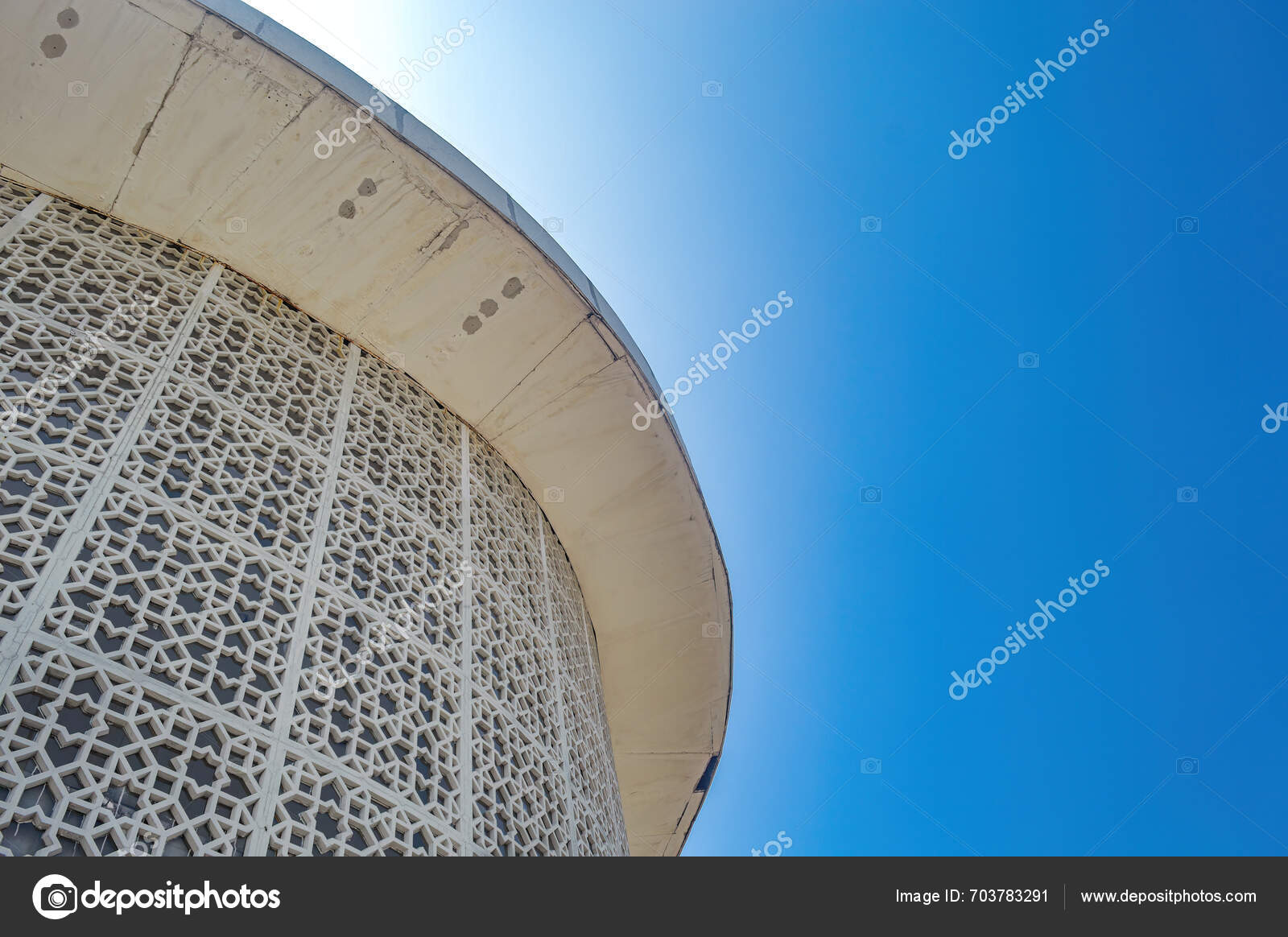 Modern Minimalist Mosque Bright Blue Sky Background — Stock Photo ...
