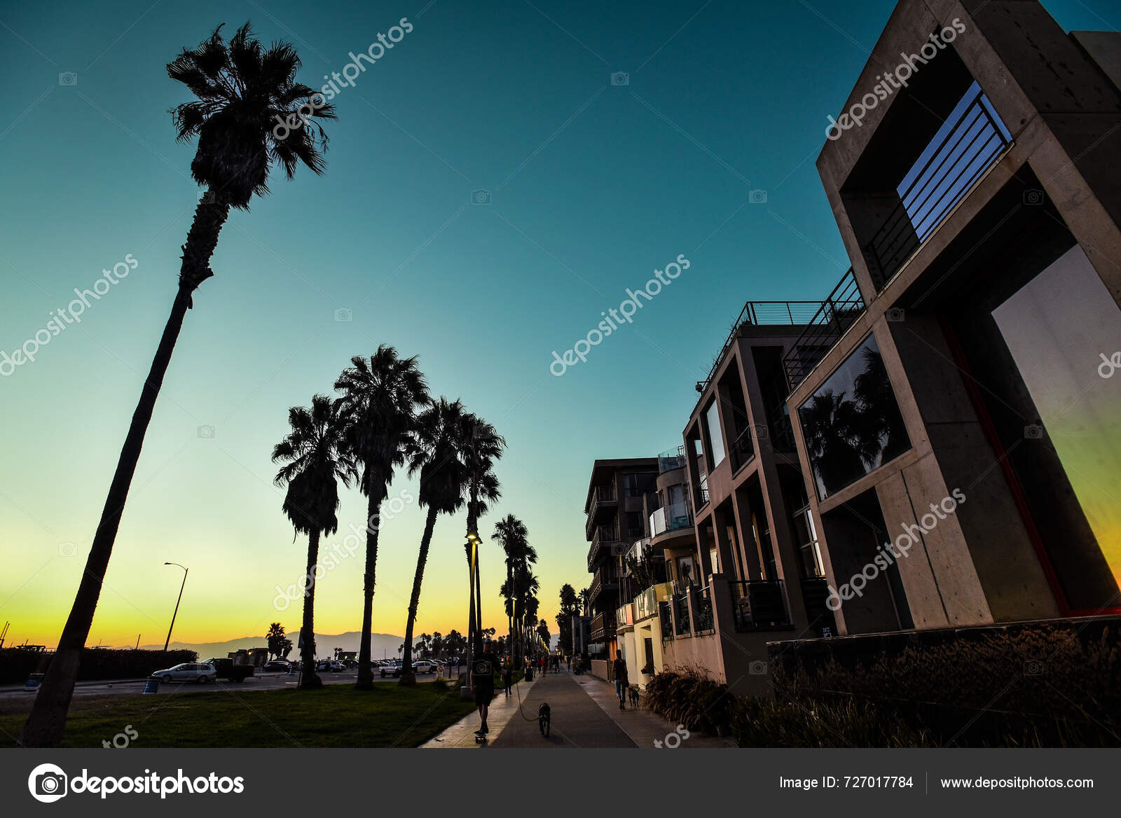 Ocean Front Walk Sunset Venice Beach Los Angeles California — Stock ...
