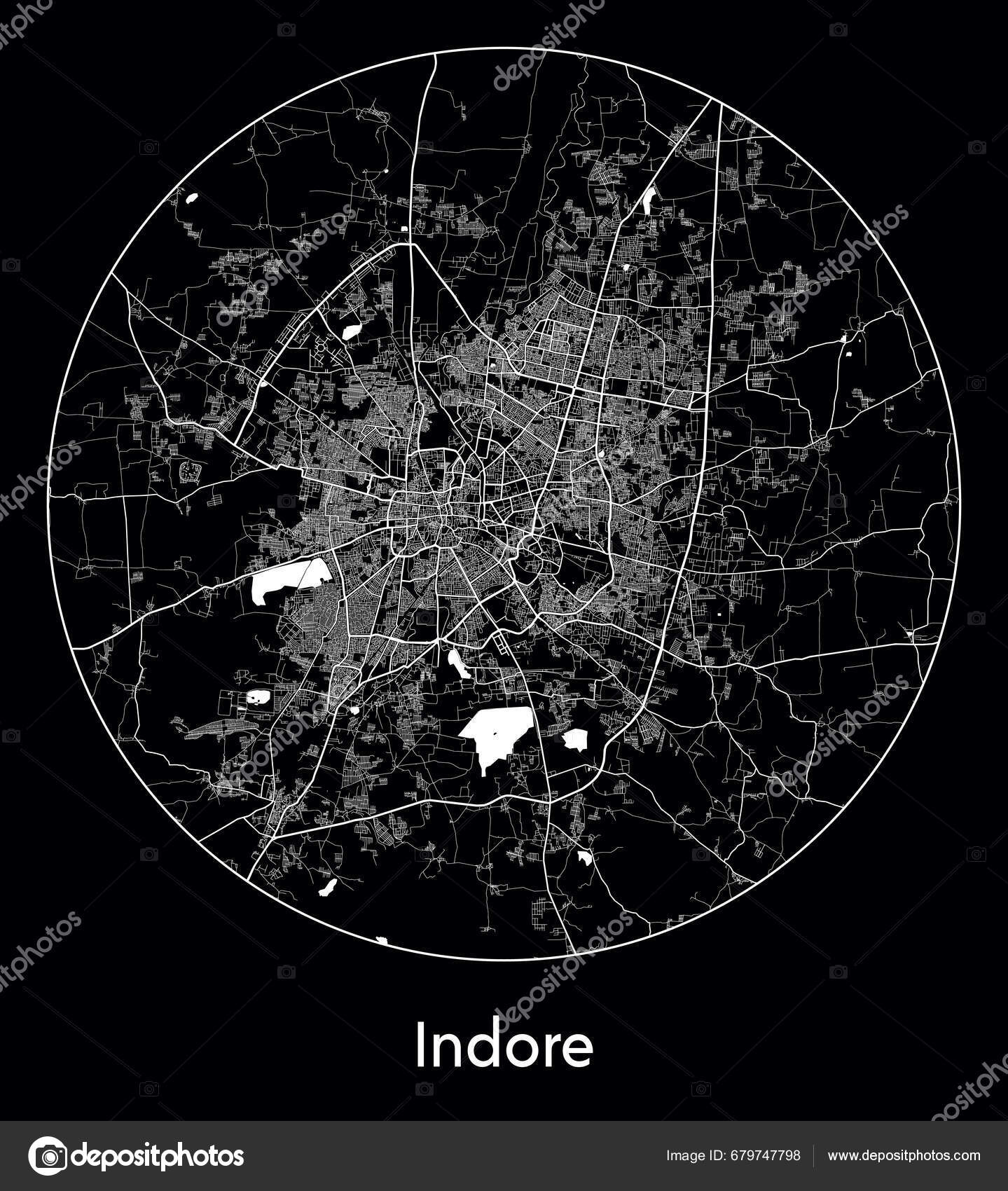 Mapa Ciudad Indore India Asia Vector Ilustración Vector de stock por ...