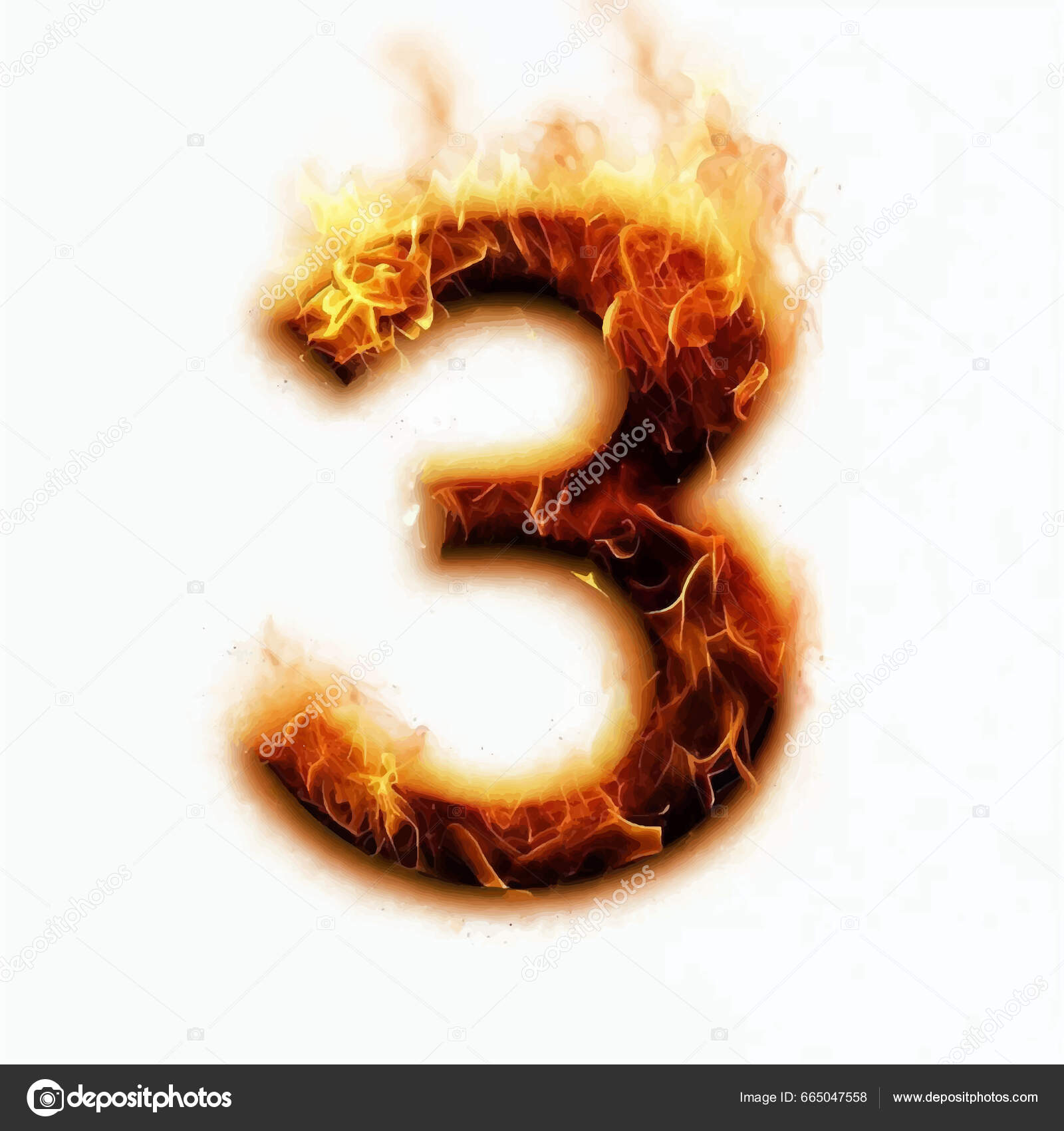 Number Three Fire White Screen Stock Vector by ©Joao_M_1234 665047558