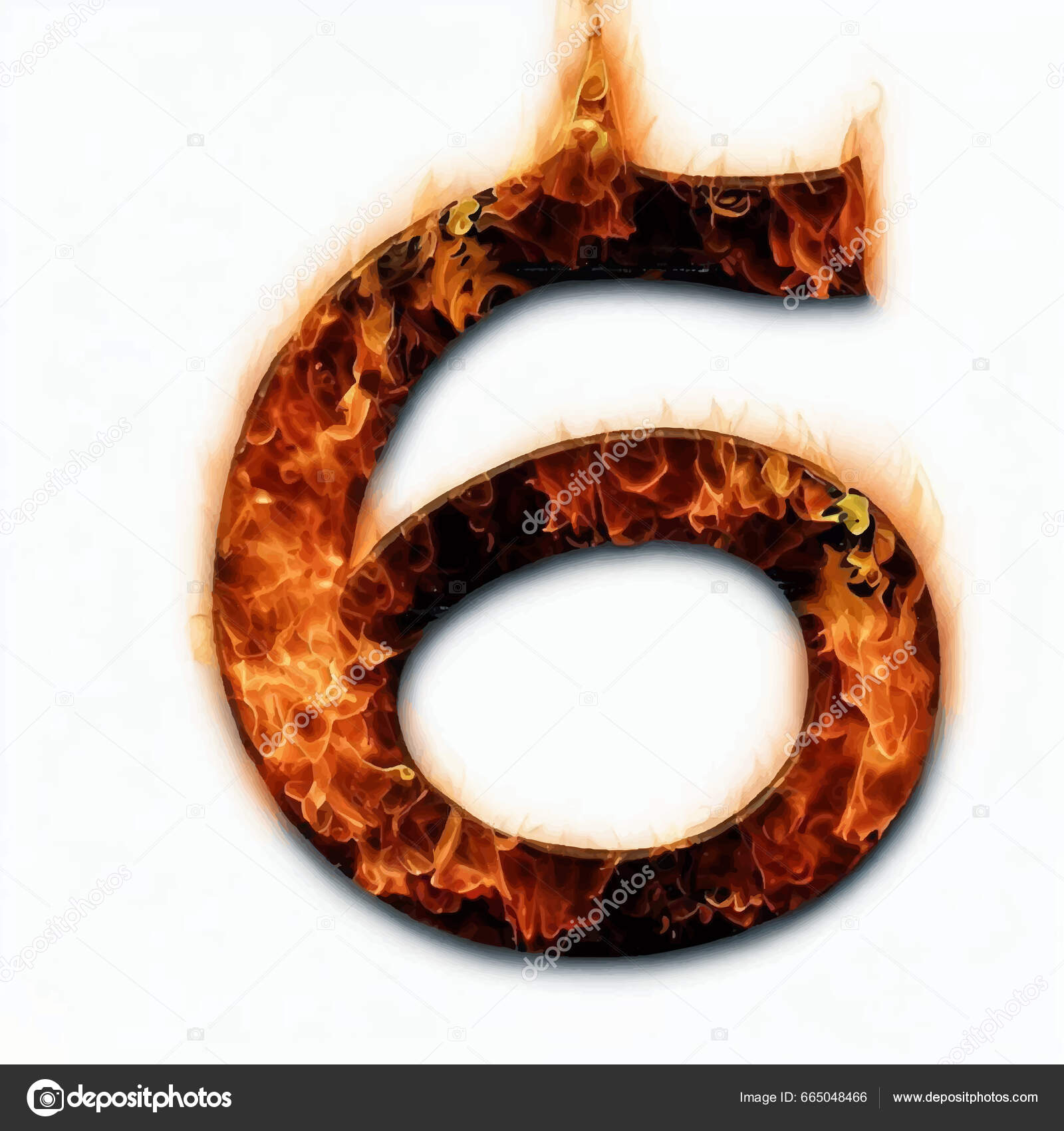 Number Six Fire White Screen Stock Vector by ©Joao_M_1234 665048466