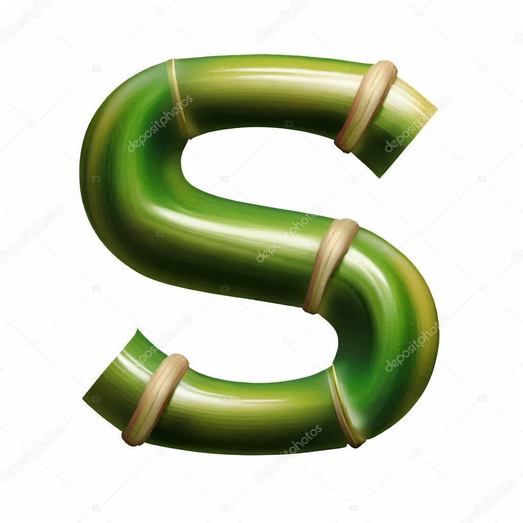 mayúscula S en verde bambú con fondo blanco 2023
