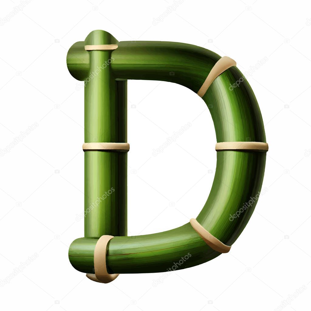 mayúscula D en verde bambú con fondo blanco 2023