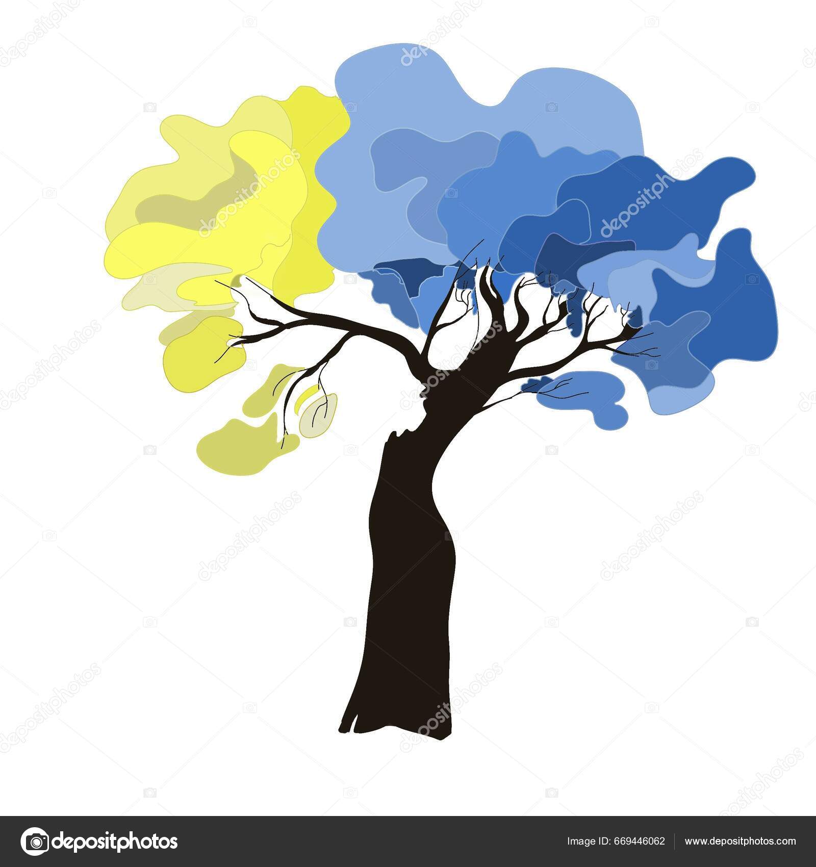 Drawing Vector Tree White Background Wallpaper Fairy Tale Tree ...