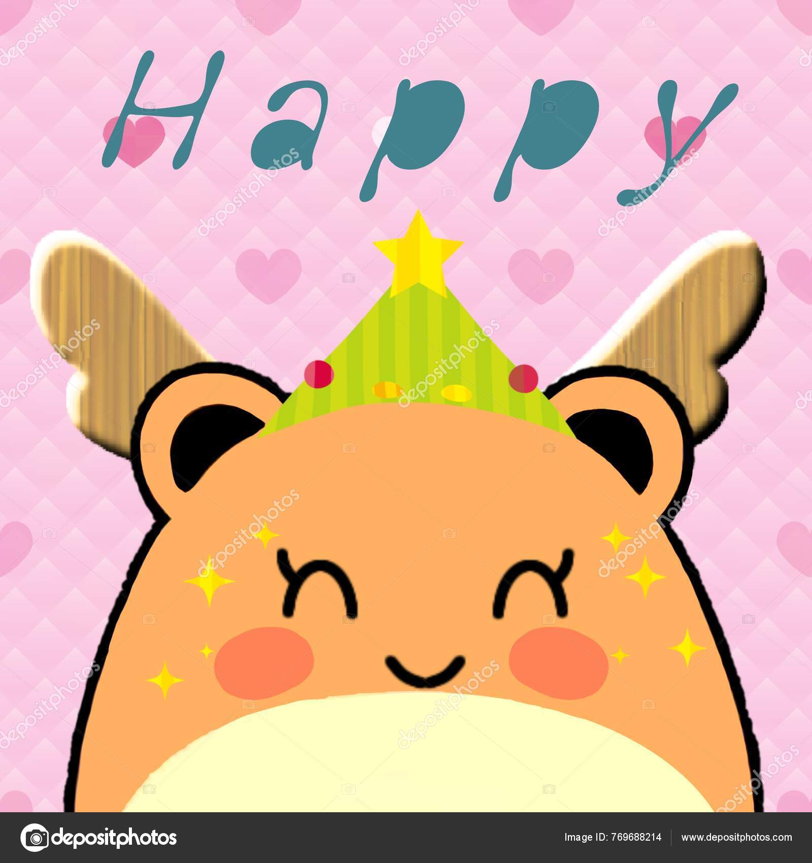 Cute Rabbit Cartoon Vector Illustration Happy New Year — Stock Photo ...